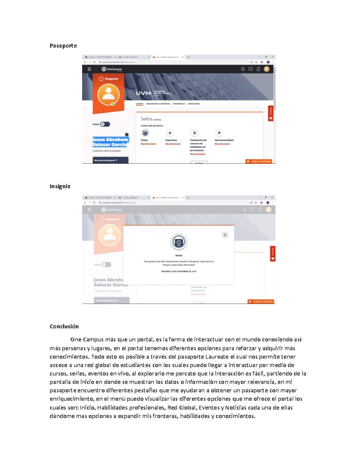 A4 JASG - N/A - Pasaporte Insignia Conclusión One Campus más que un portal, es la forma de - Studocu