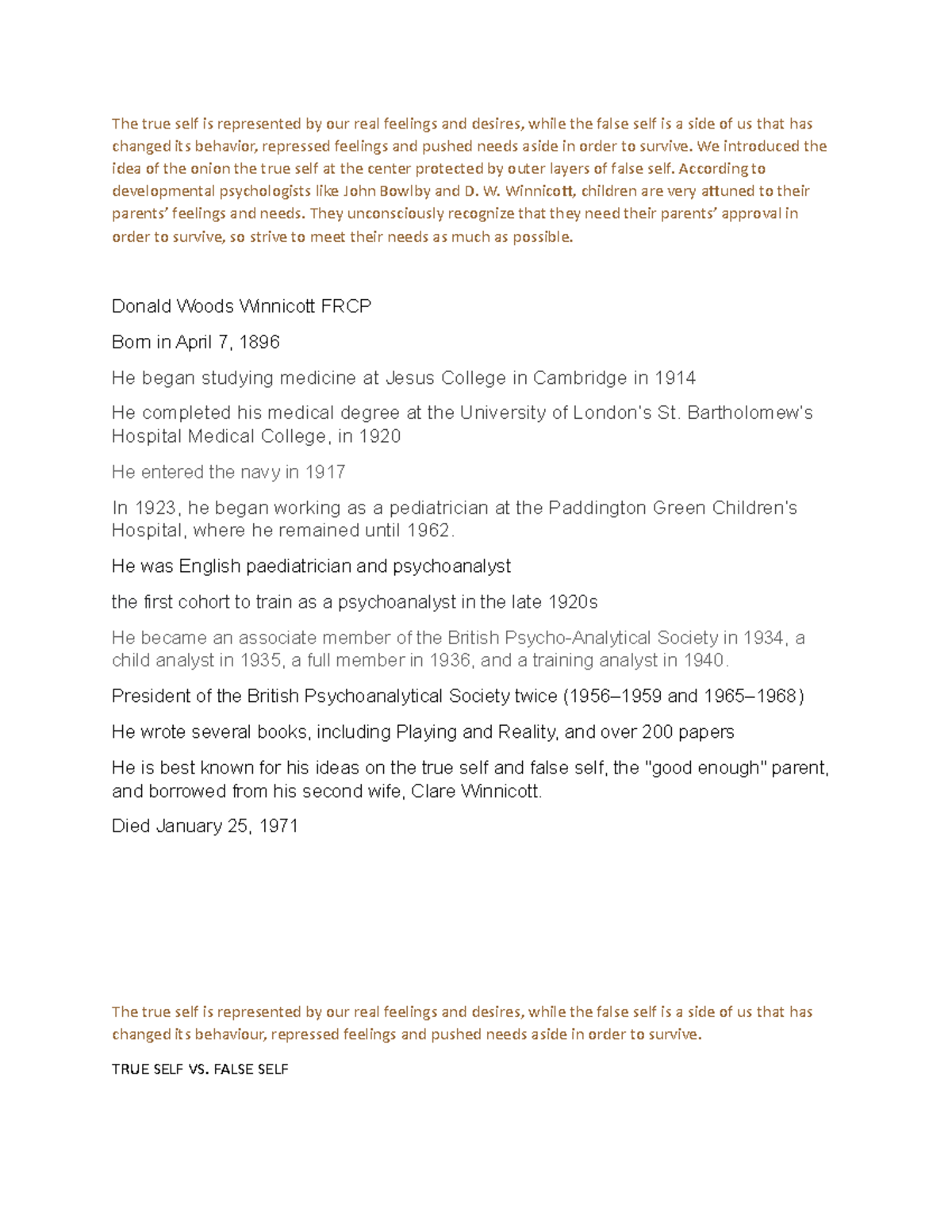 True self vs false psychology - The true self is represented by our ...