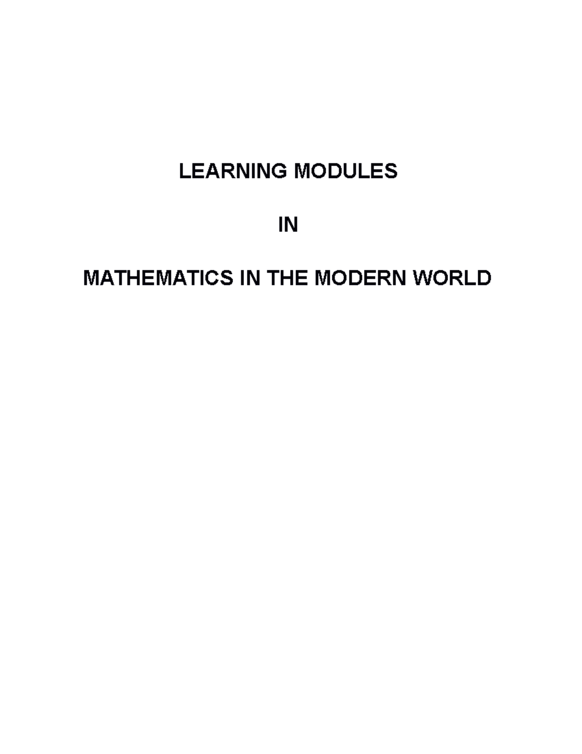 GEd 102 - Mathematics in the Modern World 15 - LEARNING MODULES IN ...