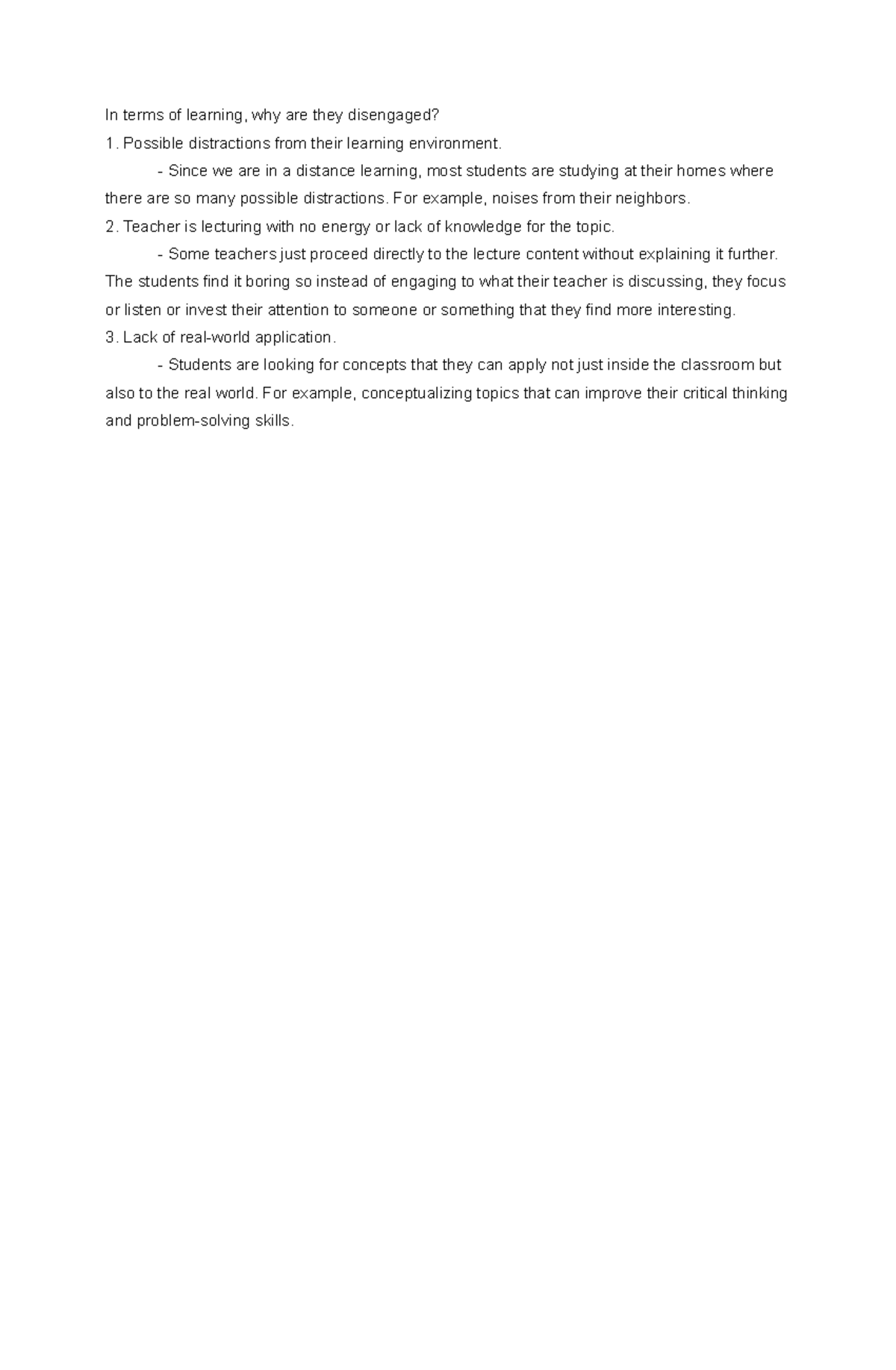 Breakout 5 - ... - In terms of learning, why are they disengaged ...