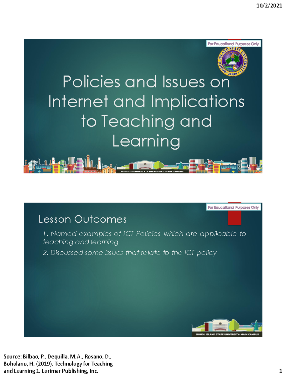 Lesson 3 - Policies and Issues on Internet and Implications to Teaching ...