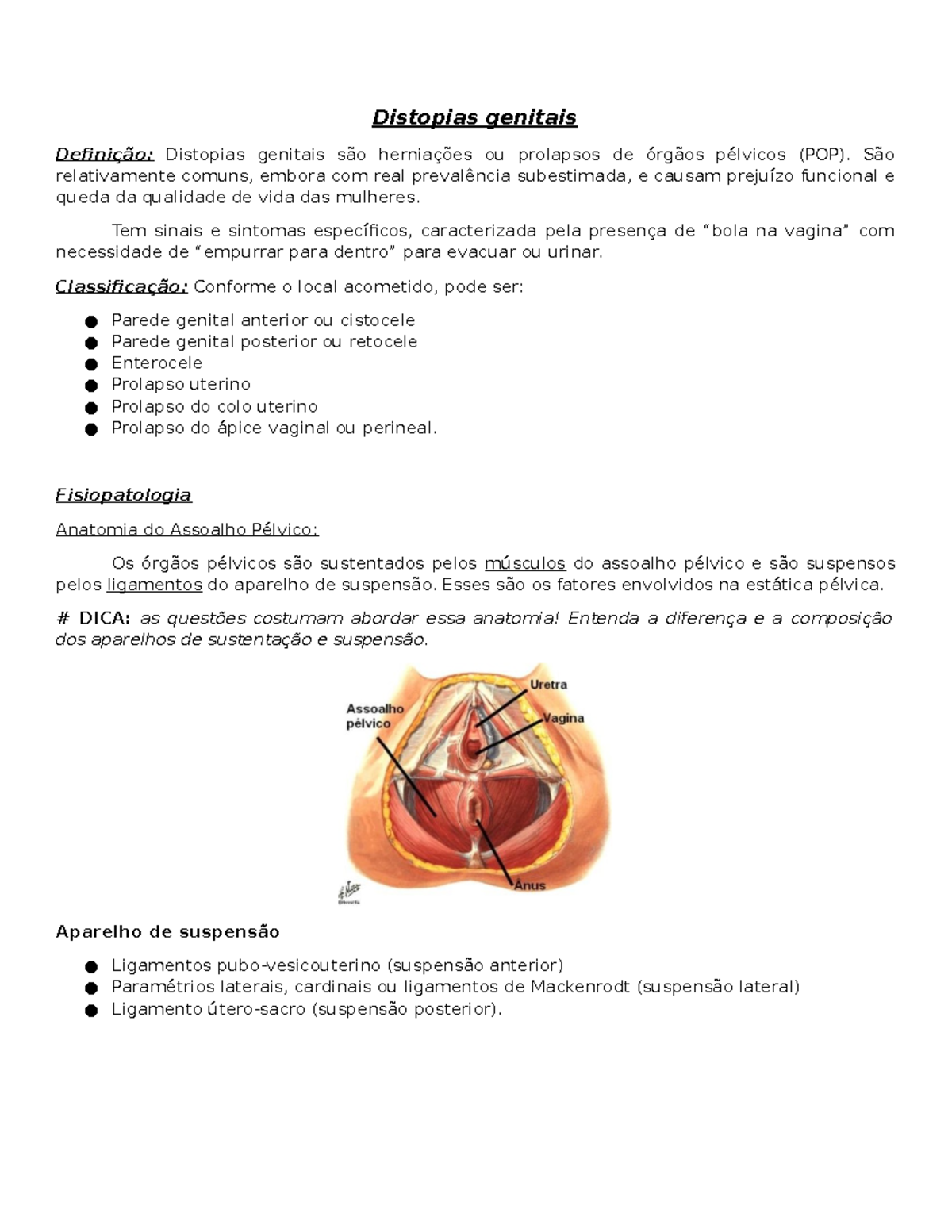 Distopias genitais - Ginecologia - Distopias genitais Definição ...