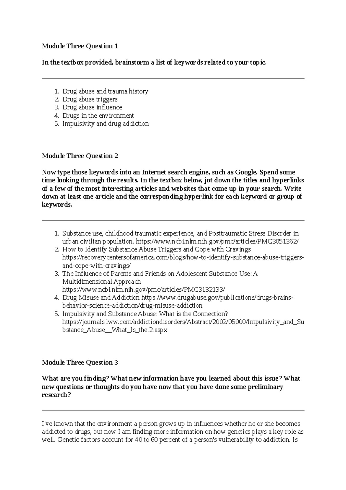 3-1 Module Three Short Response - Module Three Question 1 In the textbox provided, brainstorm a ...