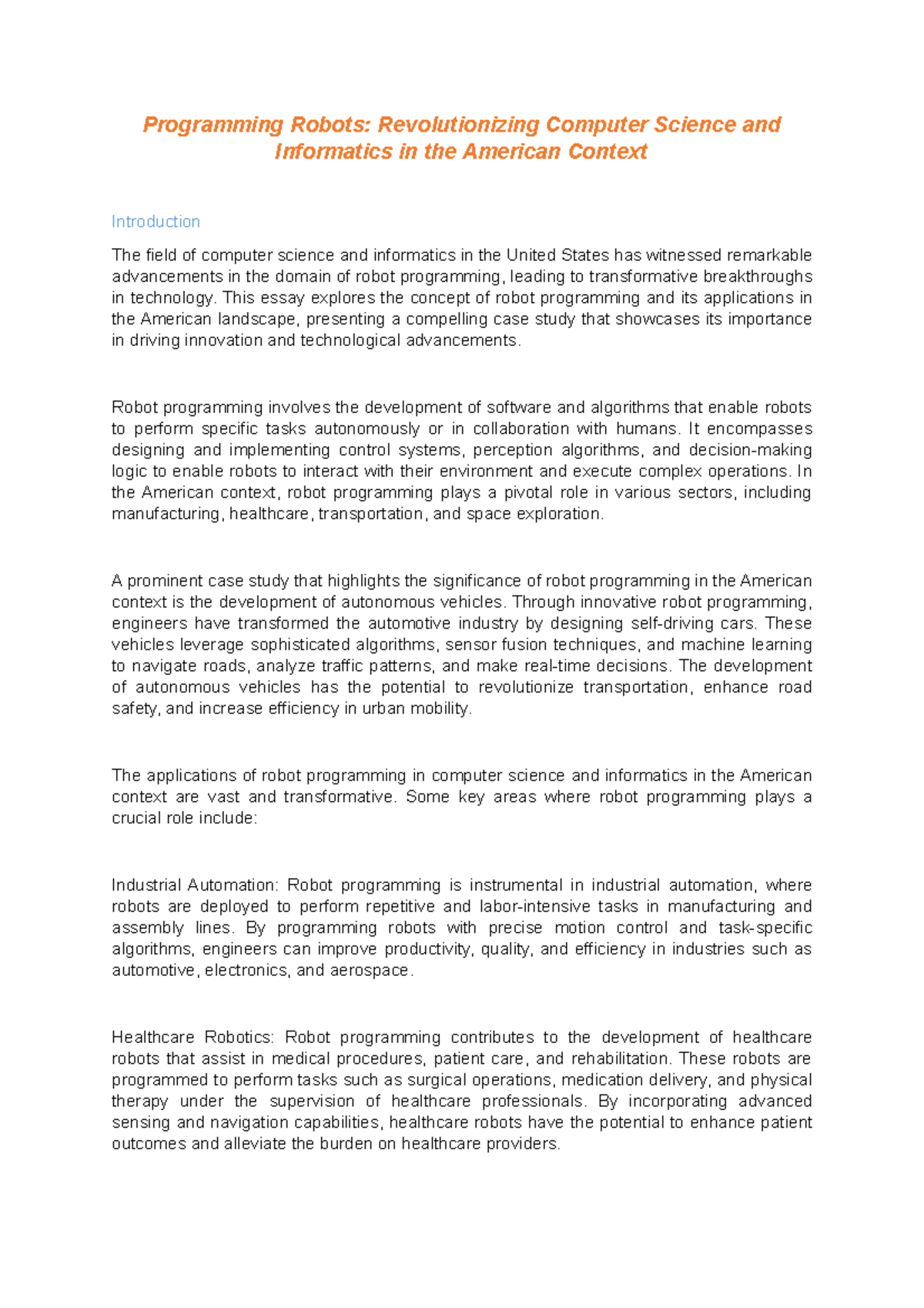 Financial Accounting (BA4801) - 5 - Programming Robots: Revolutionizing ...