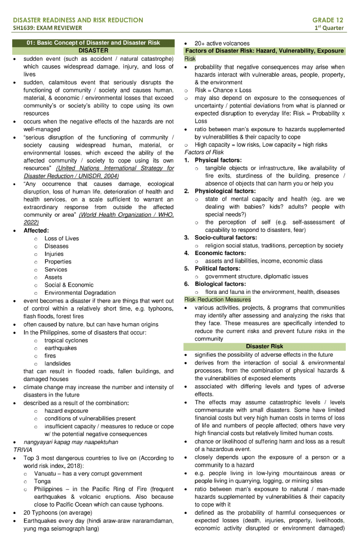 Hazard, Vulnerability, Capacity - Disaster Readiness and Risk Reduction ...