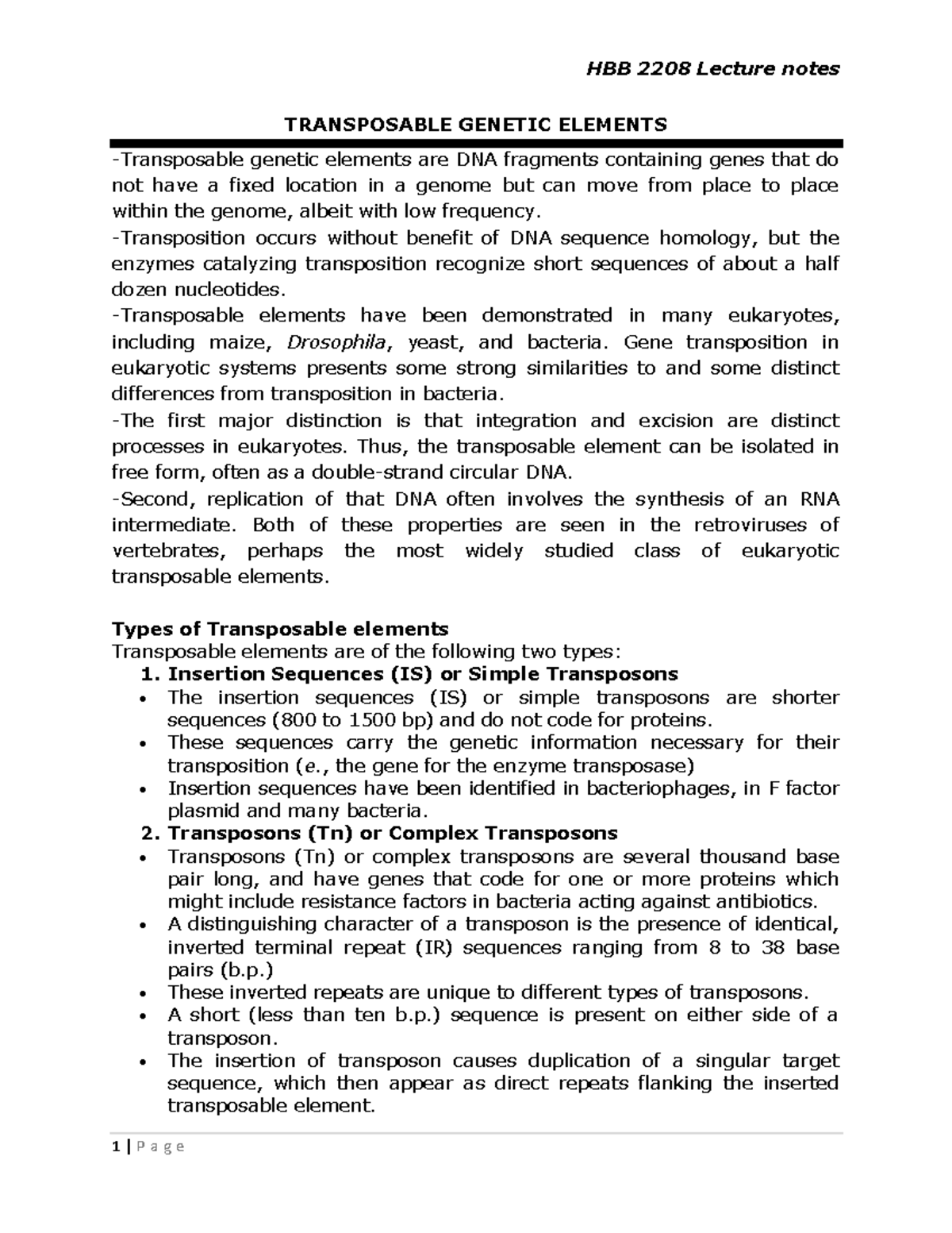 HBB 2208-Transposable genetic elements - TRANSPOSABLE GENETIC ELEMENTS ...