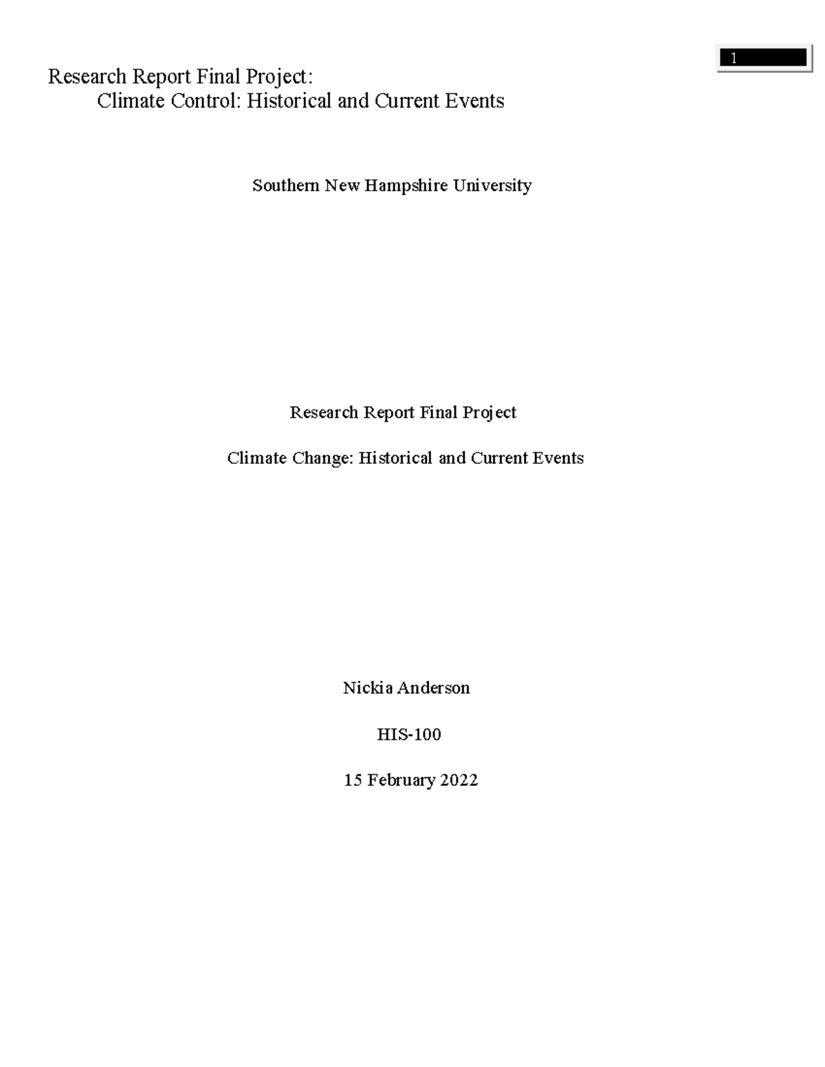 Research Report Final Project - HIS100 - SNHU - Studocu