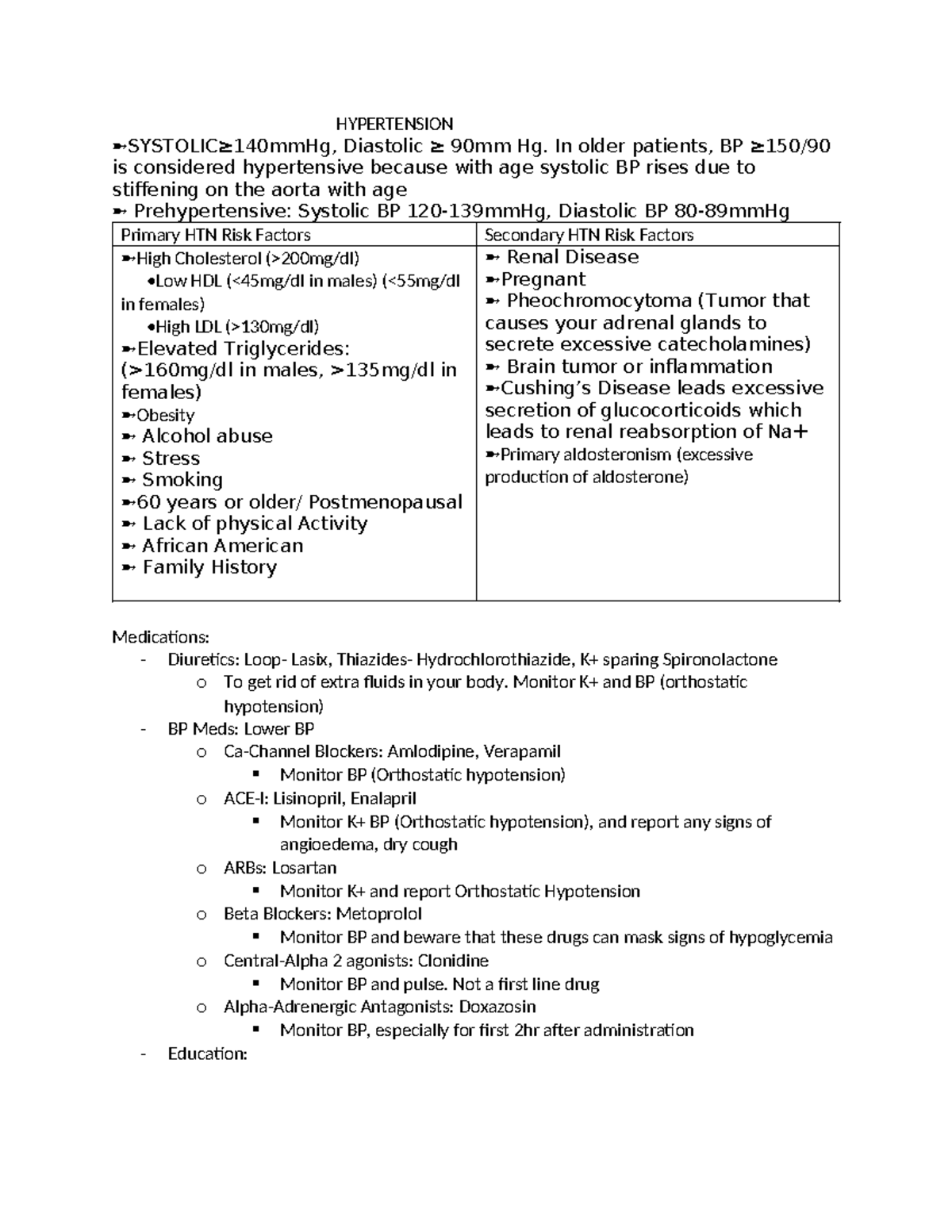 Hypertension concept map - HYPERTENSION SYSTOLIC≥140mmHg, Diastolic ≥ ...
