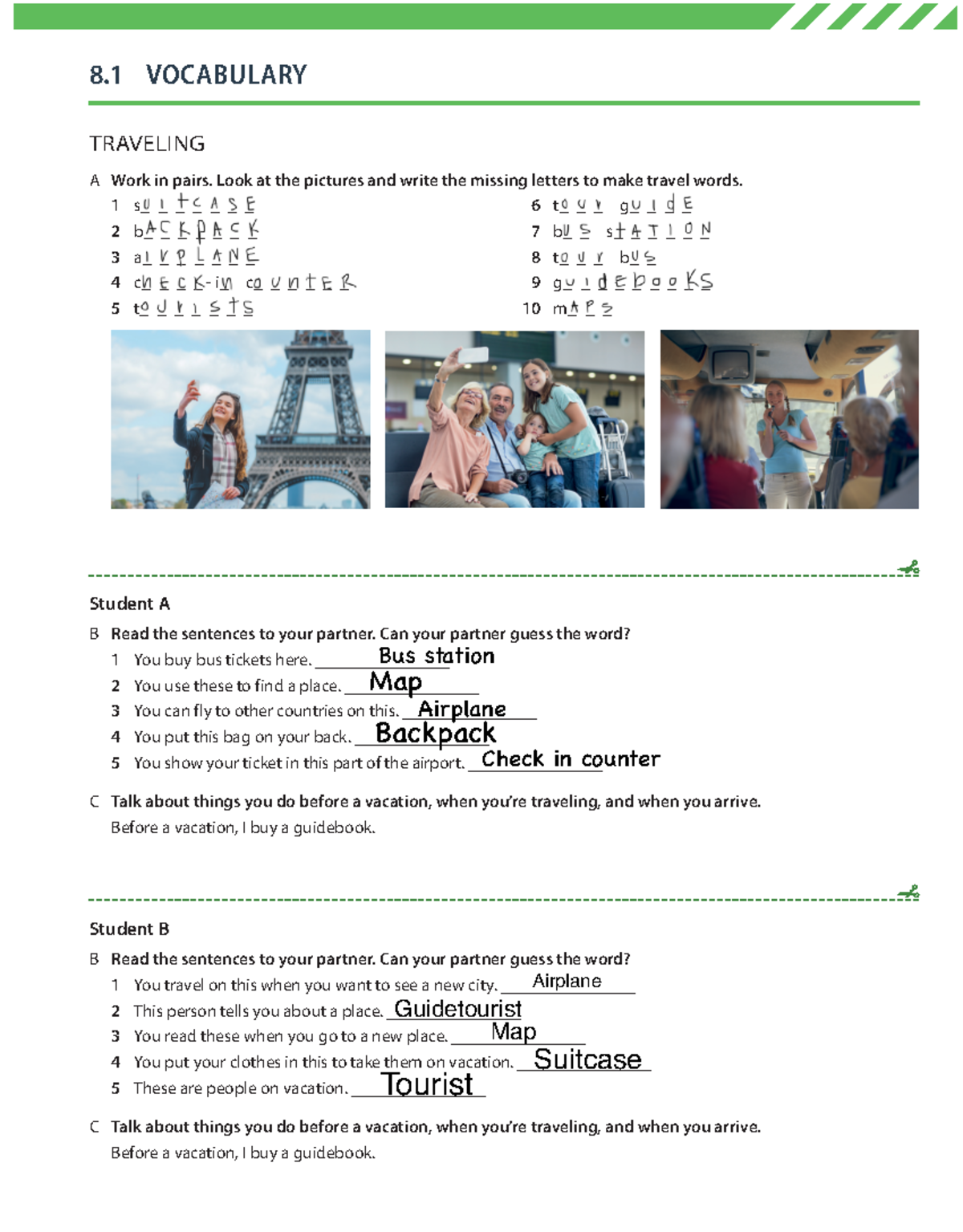 BUS 2.0 Level 2 Lesson Plan 8 Handout 1 - TRAVELING A Work in pairs ...