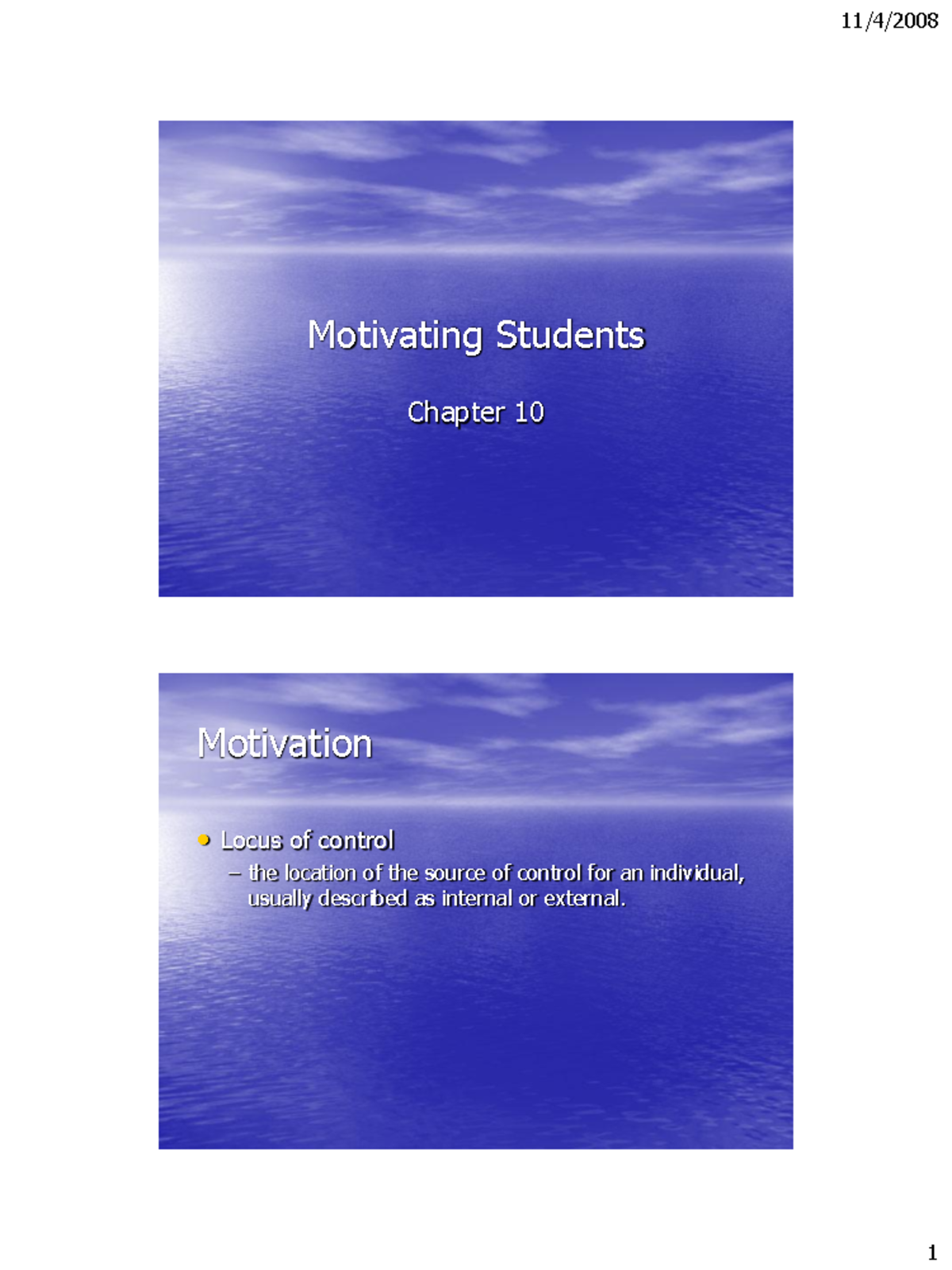 Motivating Students - Motivating Students Chapter 10 Motivation • Locus ...