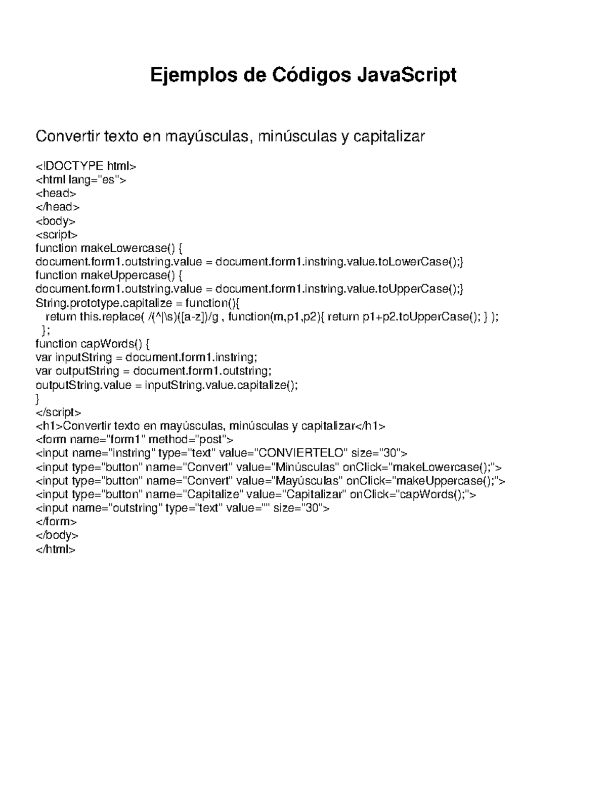 Codigos Eventos Java Script en HTML - Ejemplos de Códigos JavaScript ...