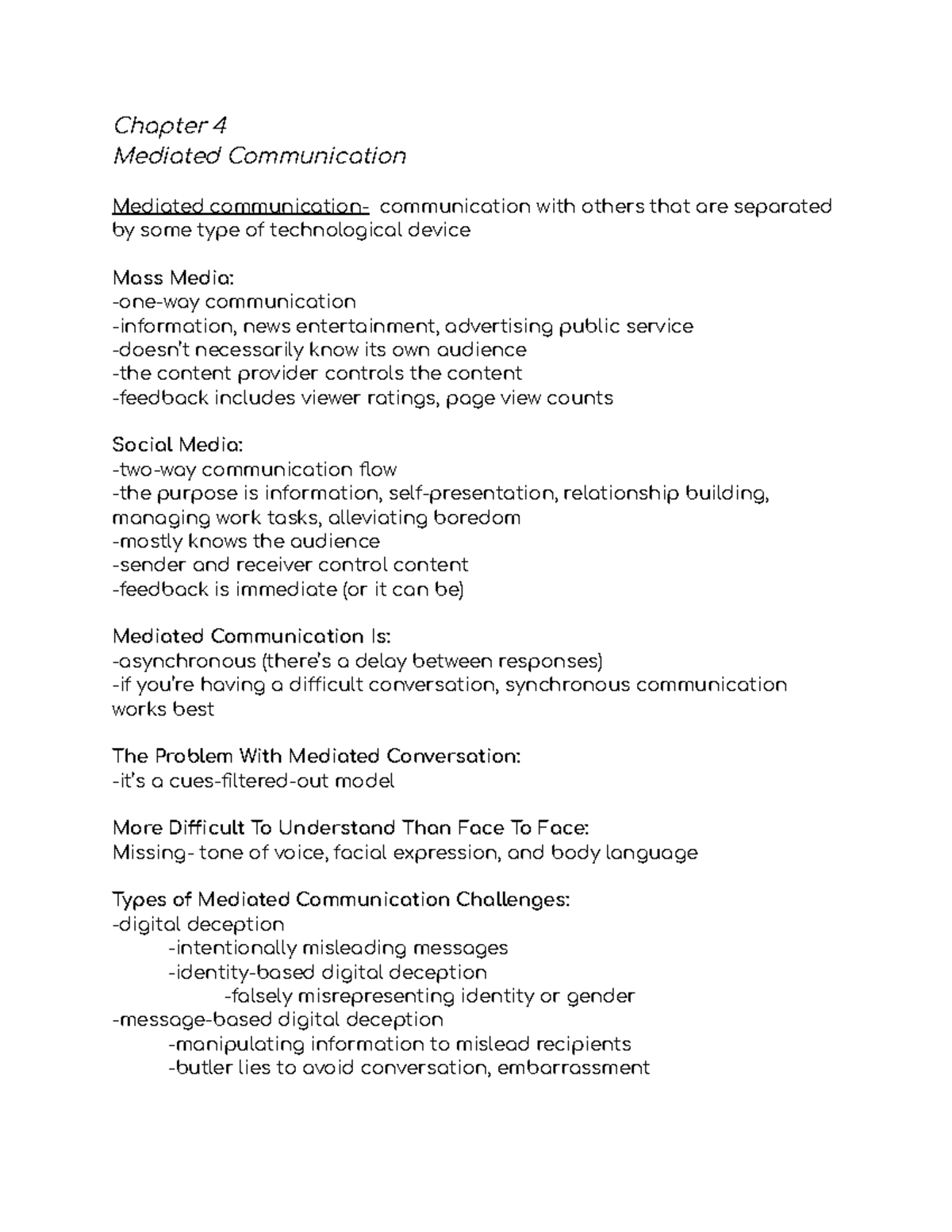 Chapter 4 communication - Chapter 4 Mediated Communication Mediated ...