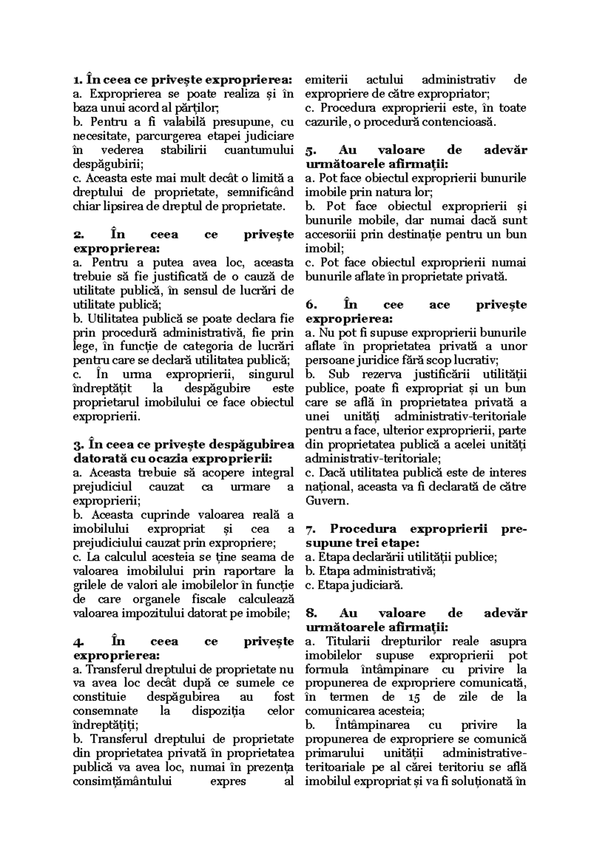 20221106 - grile expropriere - În ceea ce privește exproprierea: a ...