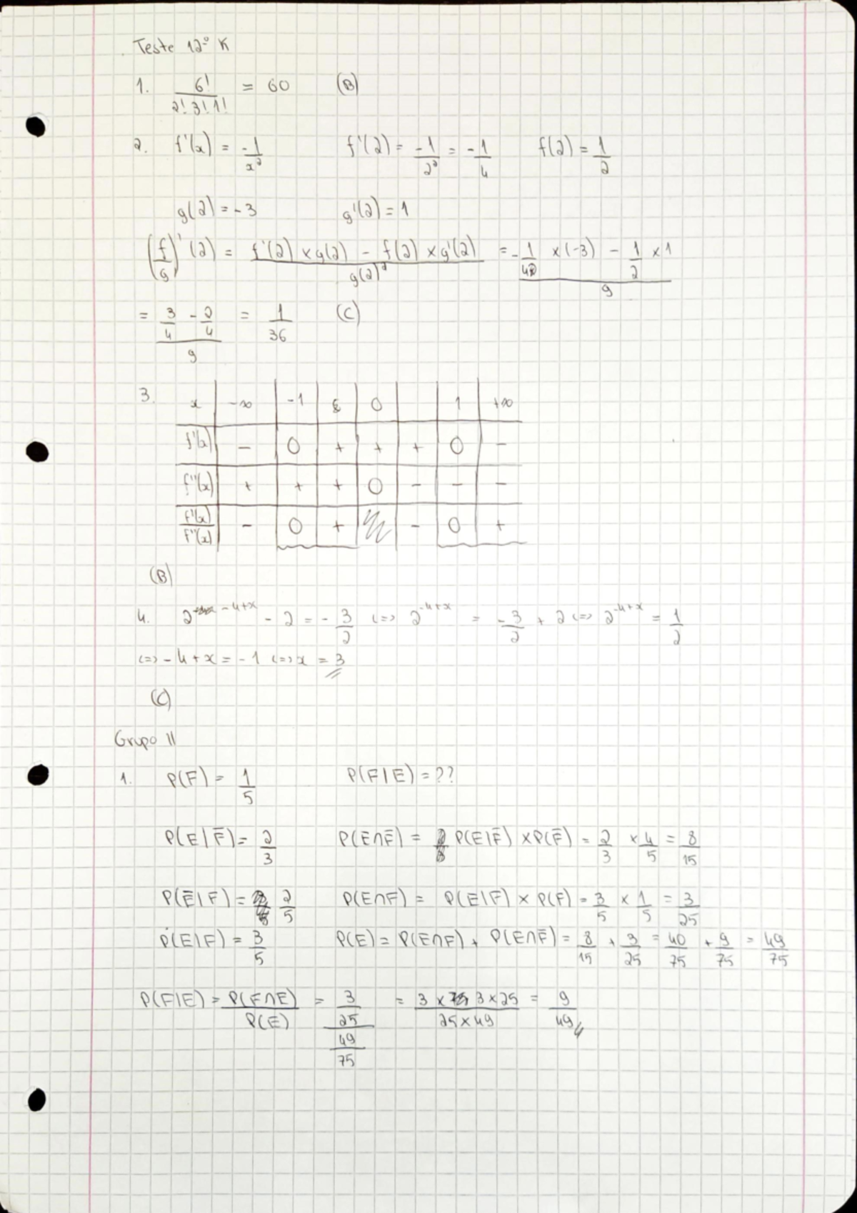 Teste 4 Damasio 12K Res - Matemática A - Studocu