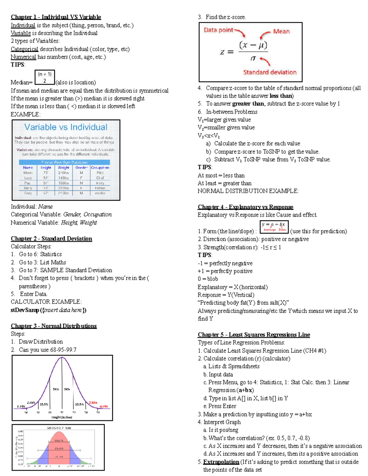 MAT 147 - Midterm Reference Sheet - MAT 147 - SSU - Studocu