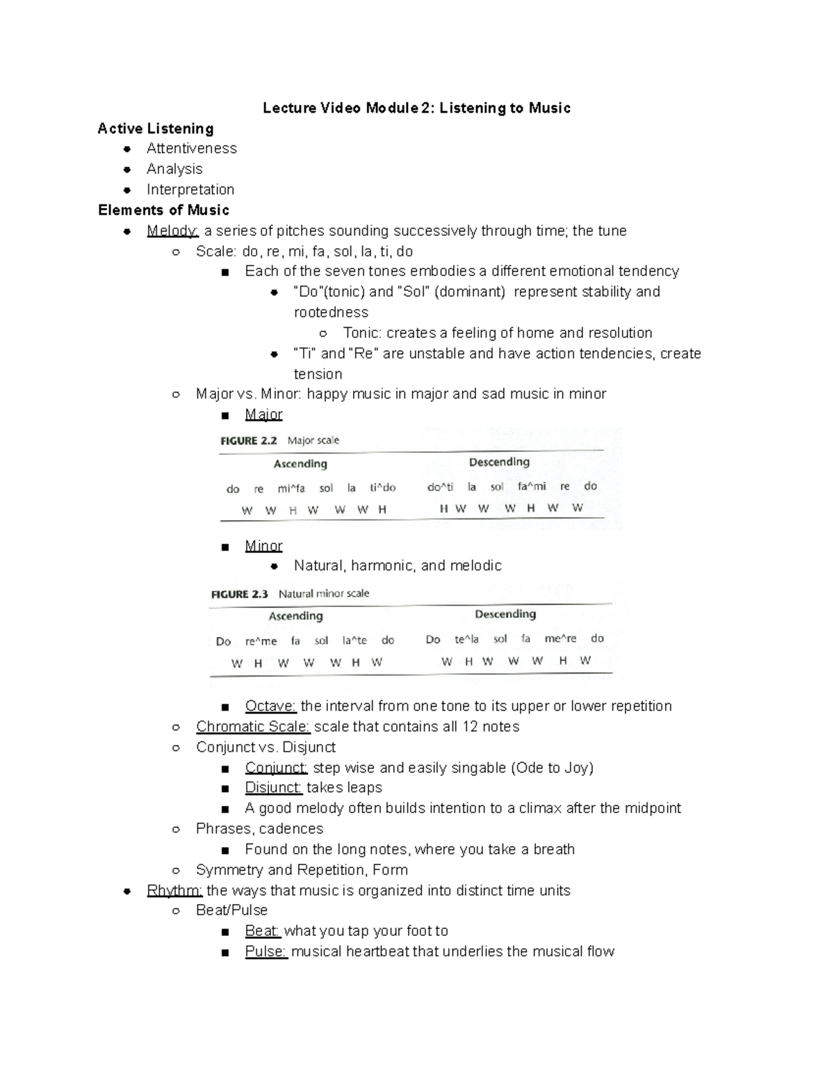 Notes Module 2 Listening to Music - Lecture Video Module 2: Listening ...