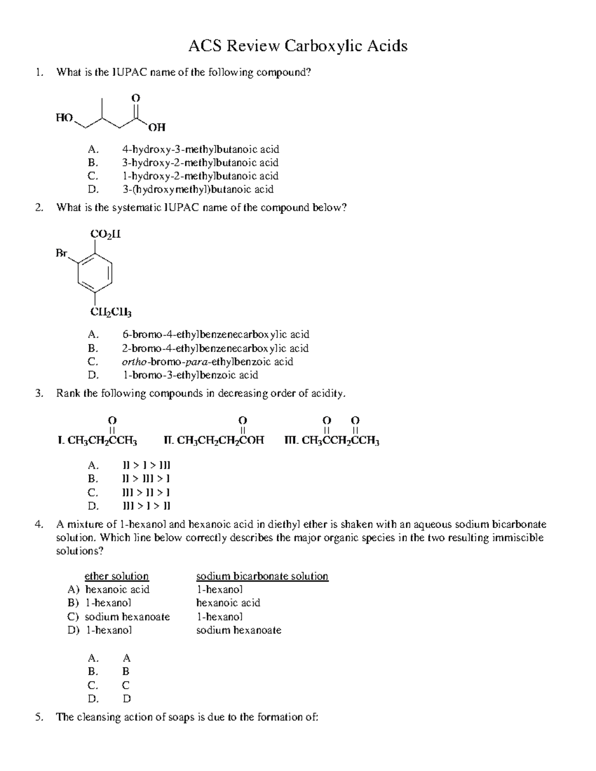 ACS Review 19 Carboxylic Acids - ACS Review Carboxylic Acids What is ...