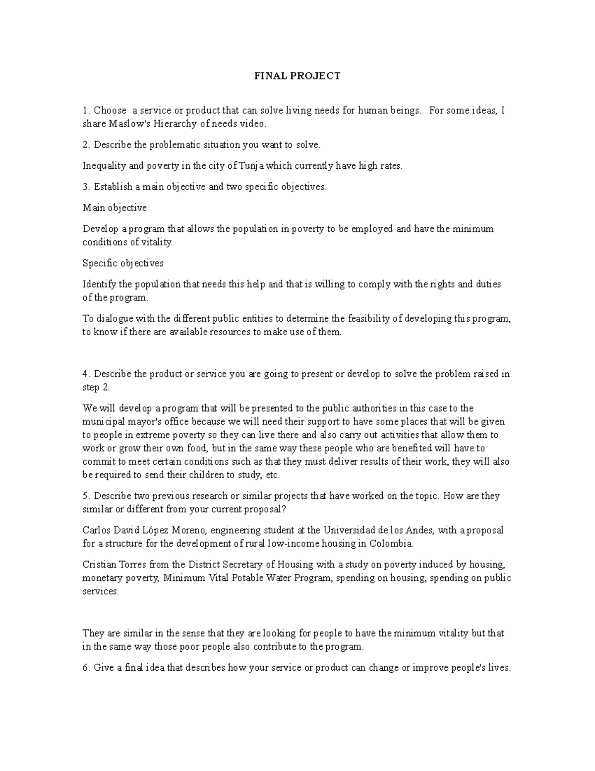 Final Project - Actividad de clase - FINAL PROJECT Choose a service or ...