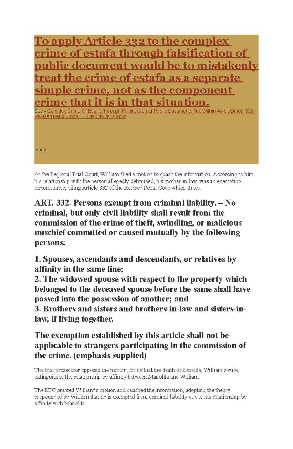 Article 332 rpc - gweagewagegweagewagewagewa gewagoewajgeowjagj o ...