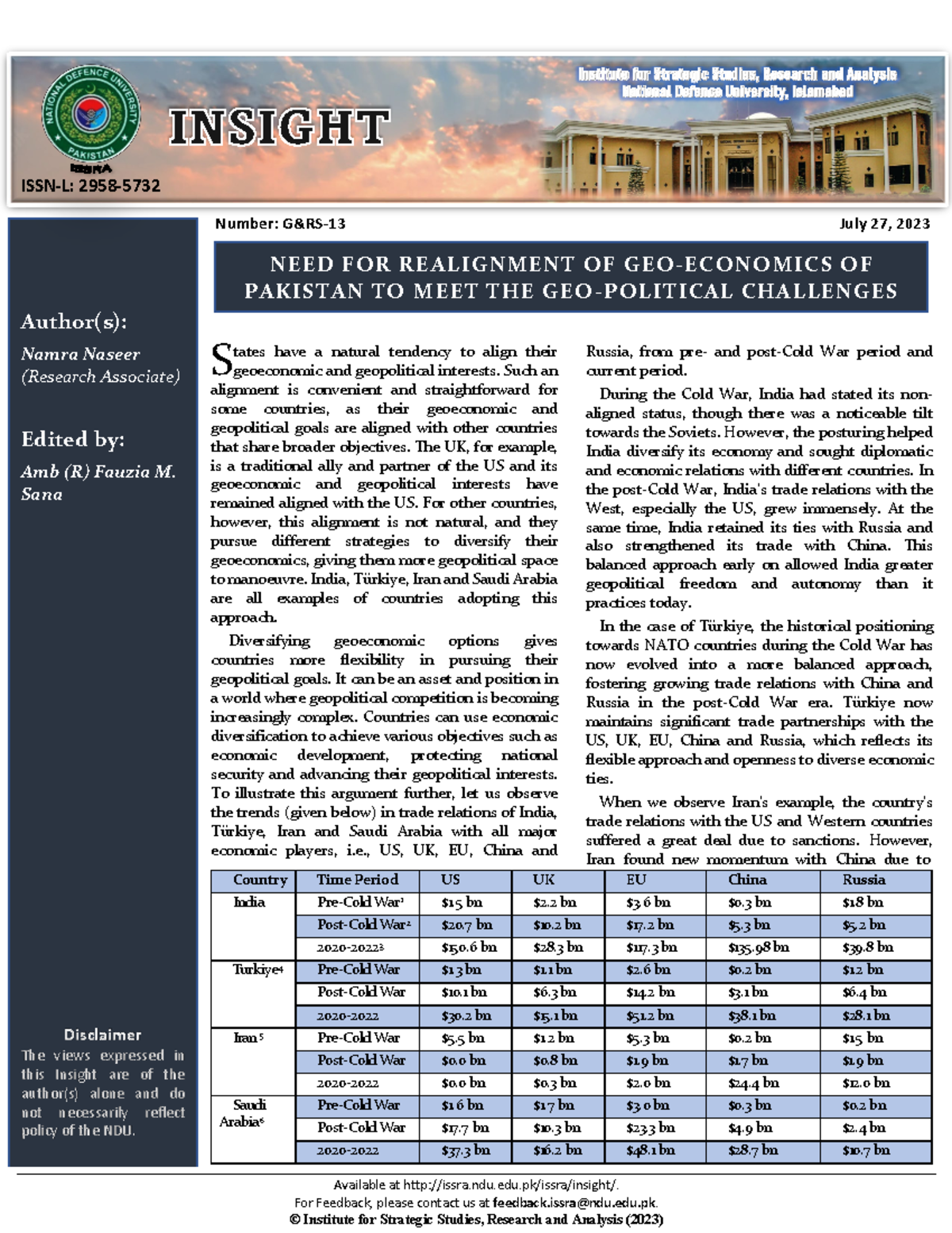 Insight NEED FOR Realignment - tates have a natural tendency to align ...