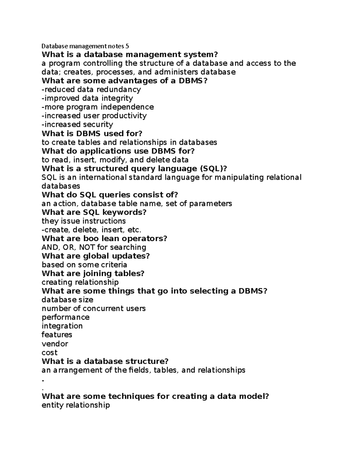 Database management notes 5 - What are boo lean operators? AND, OR, NOT ...