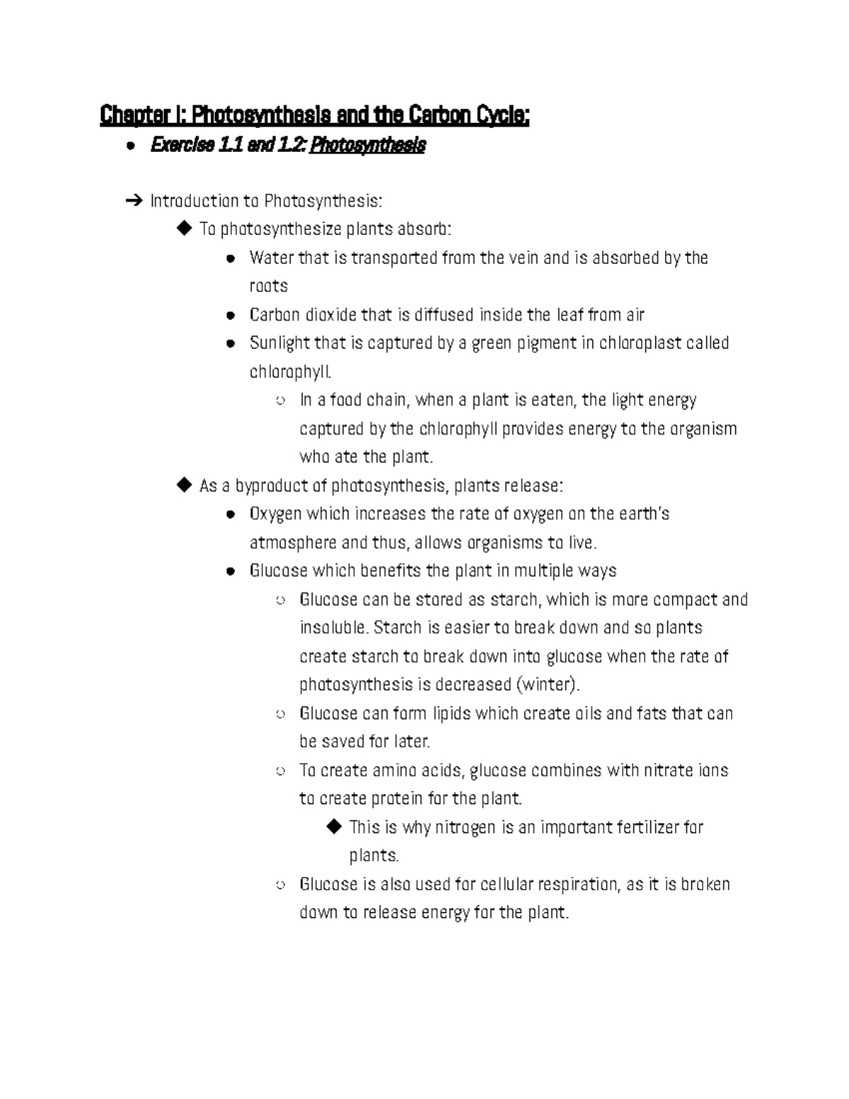 Explanations for Science Revision - Chapter I: Photosynthesis and the ...