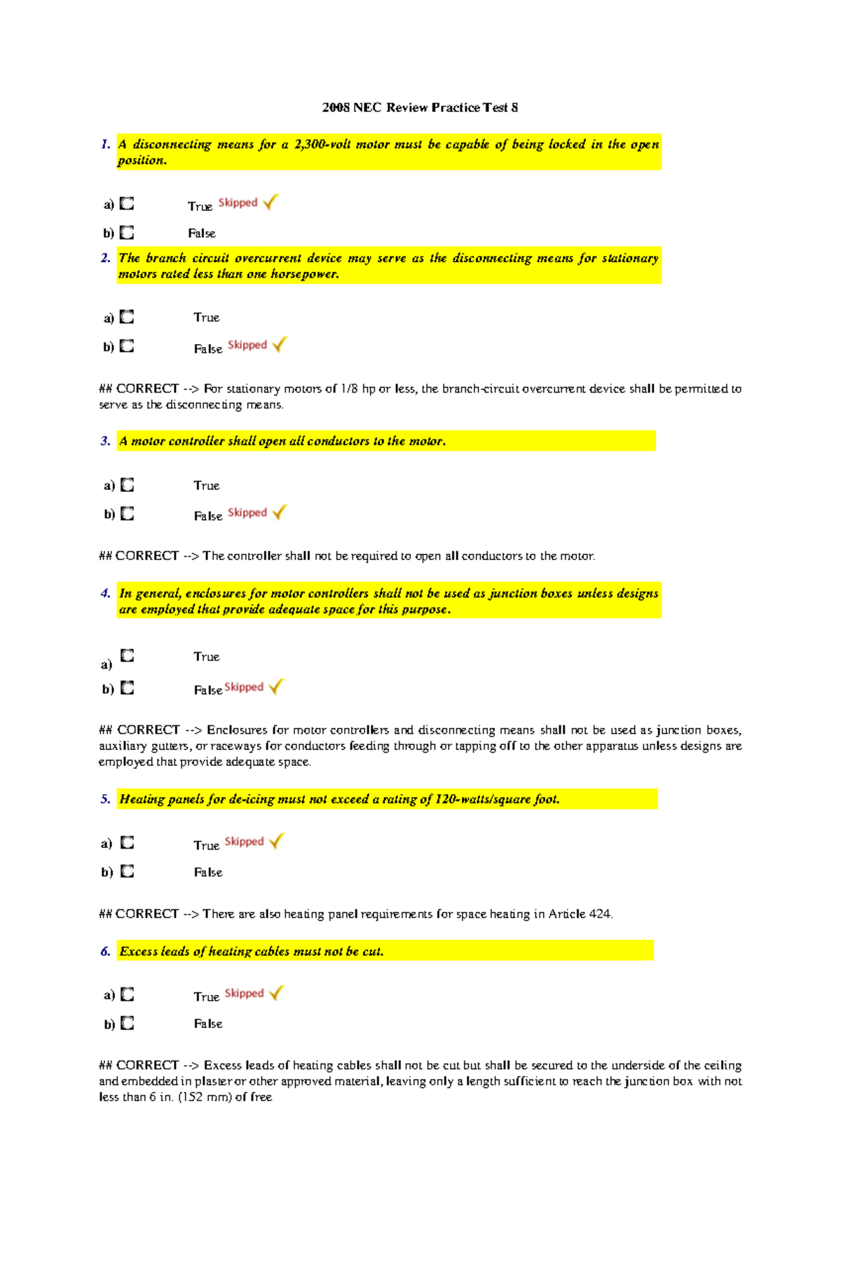 NEC practical Practice Test (PART 2) 2019 - 2008 NEC Review Practice ...