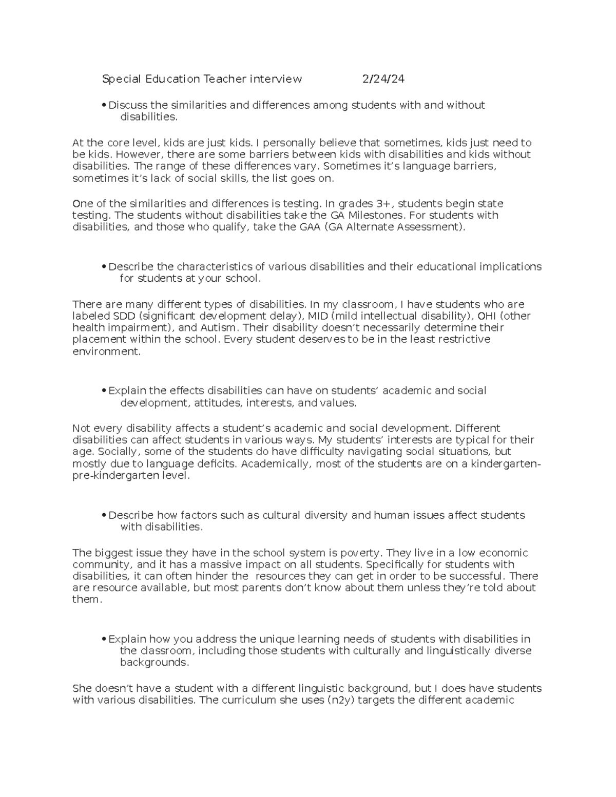 Special Education Teacher interview 2 - At the core level, kids are ...