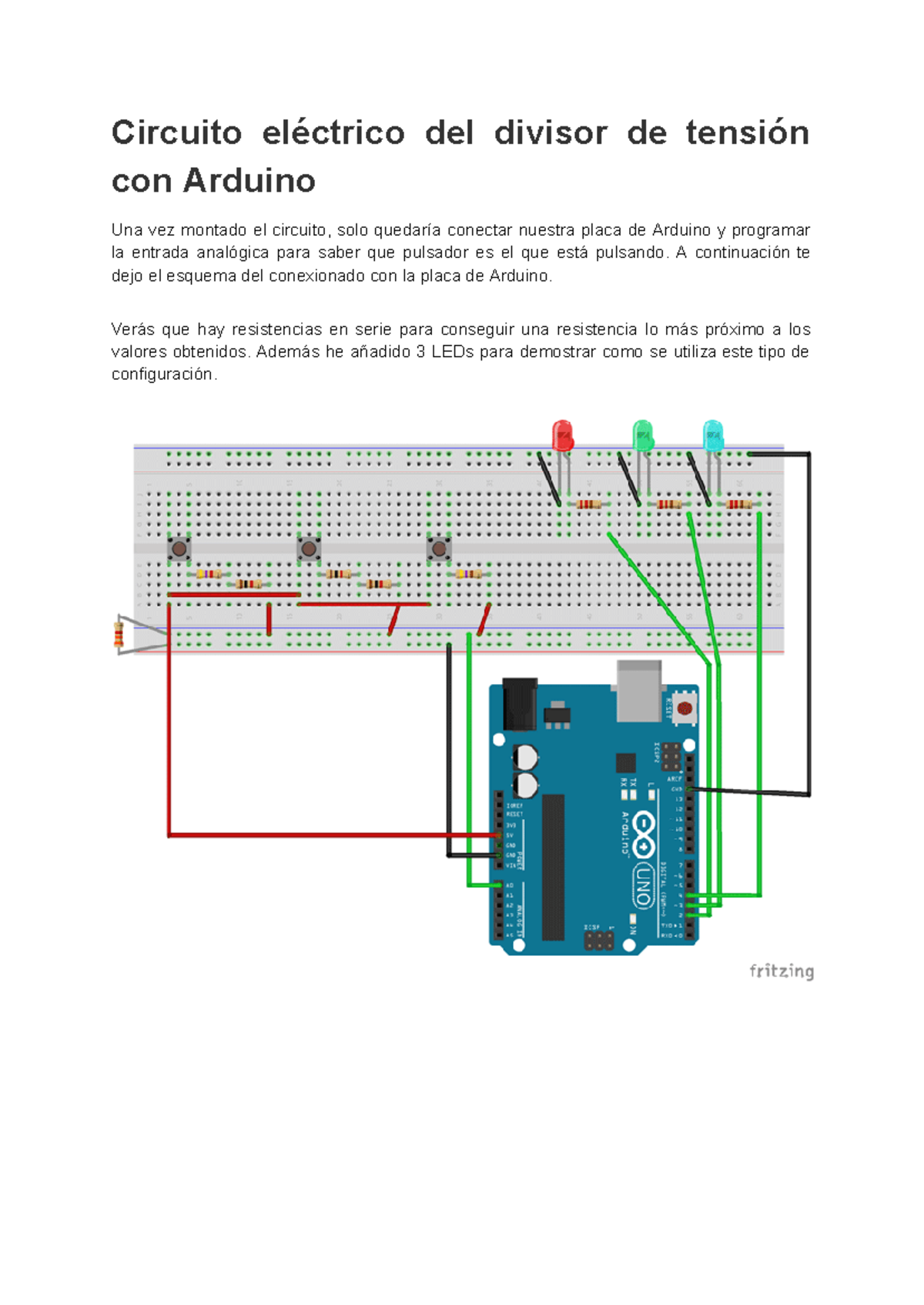 Divisor DE Voltaje - Circuito eléctrico del divisor de tensión con Arduino Una vez montado el ...