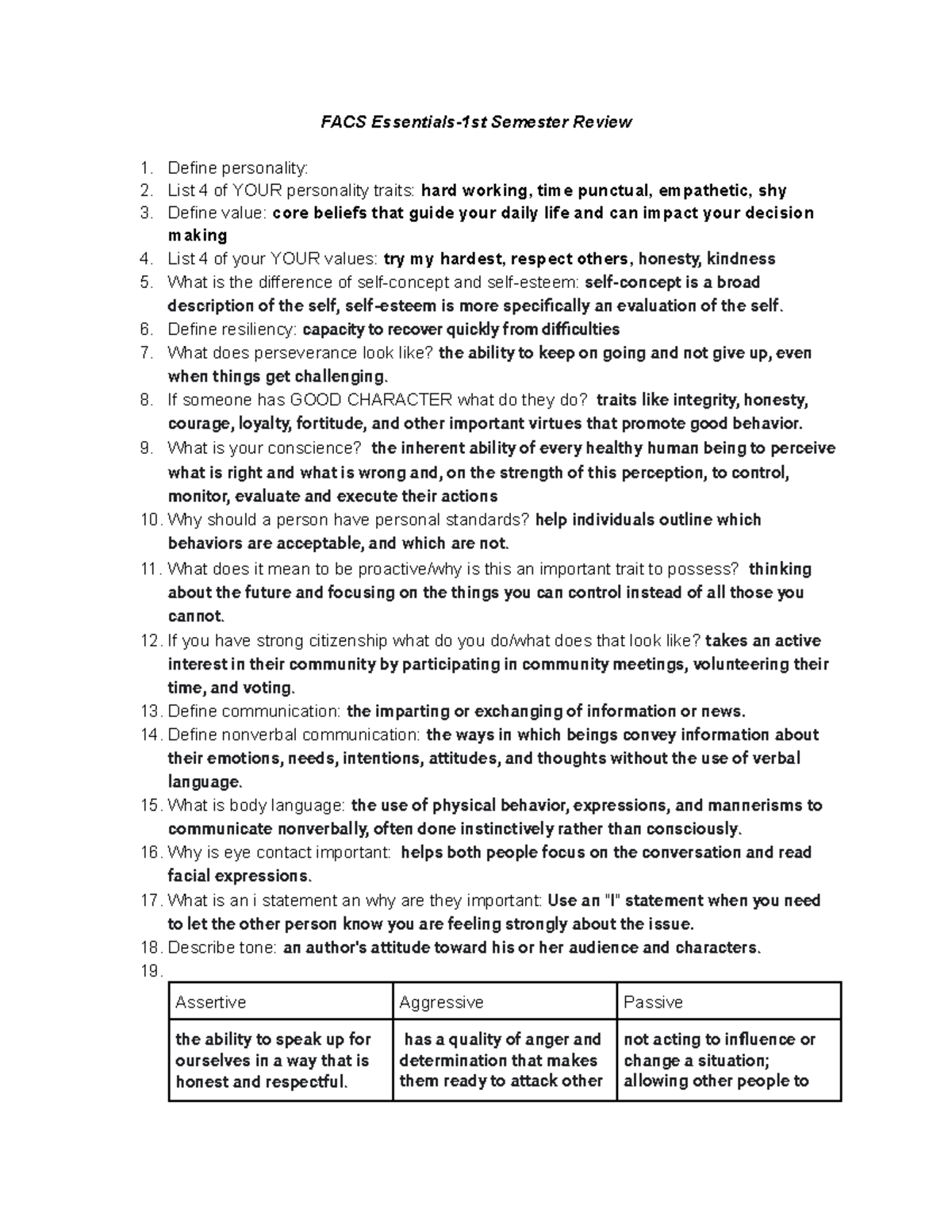 Addie Cao - Part 1-FACS-1st Semester Review - FACS Essentials-1st ...