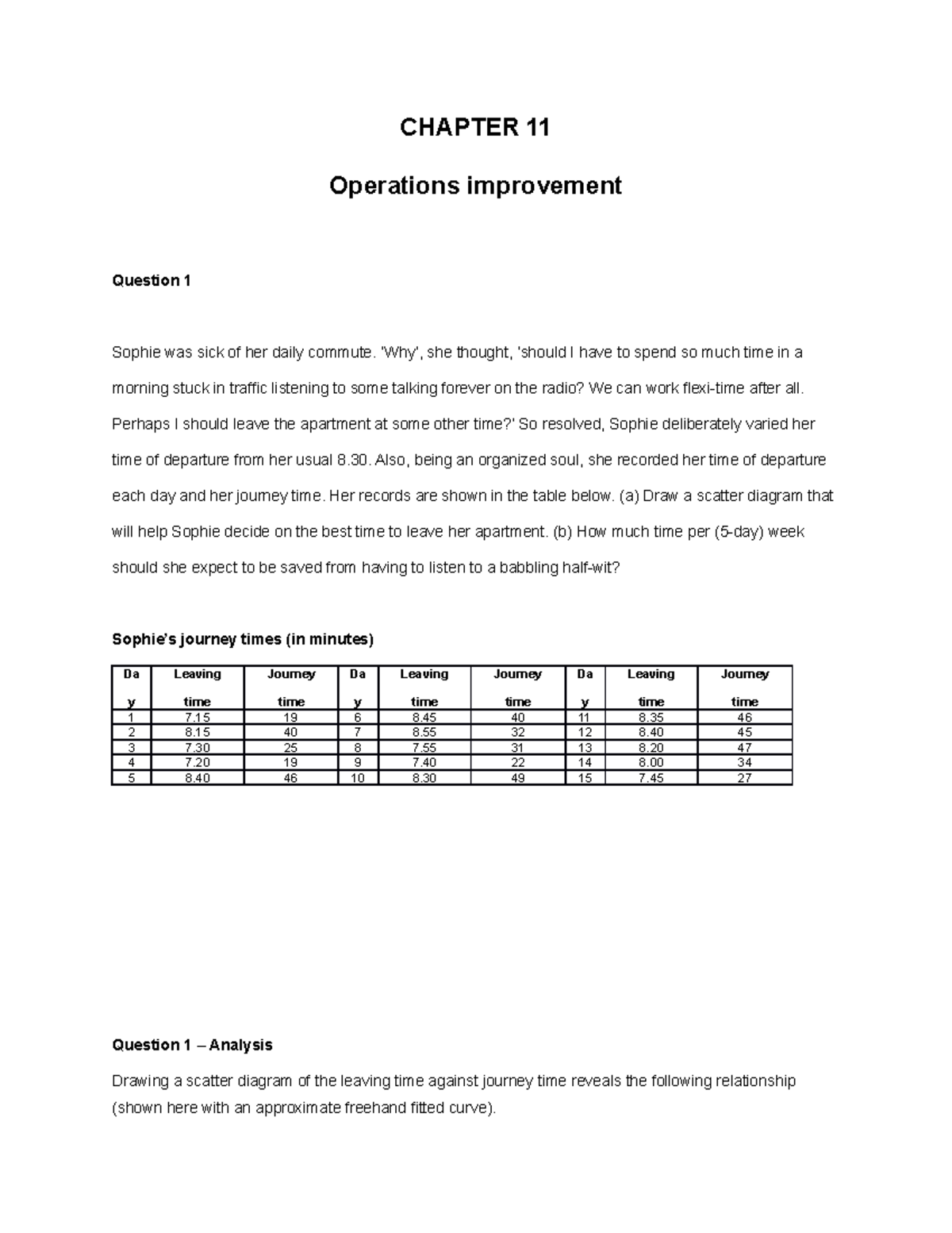 Processes and operations chapter 11 - model answer to first question ...
