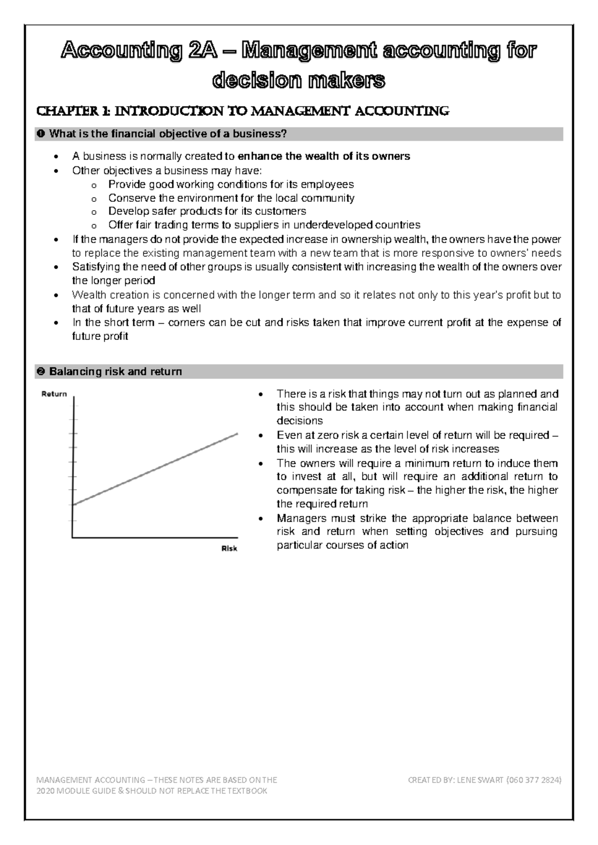 Management accounting - Notes - MANAGEMENT ACCOUNTING – THESE NOTES ARE ...