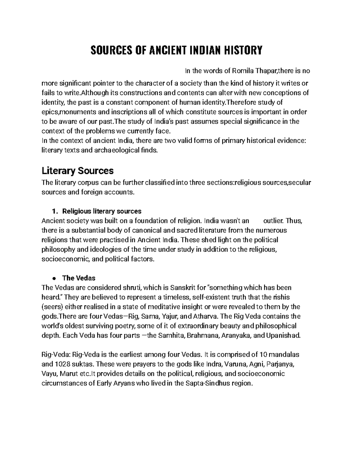 Sources of ancient Indian history - SOURCES OF ANCIENT INDIAN HISTORY ...