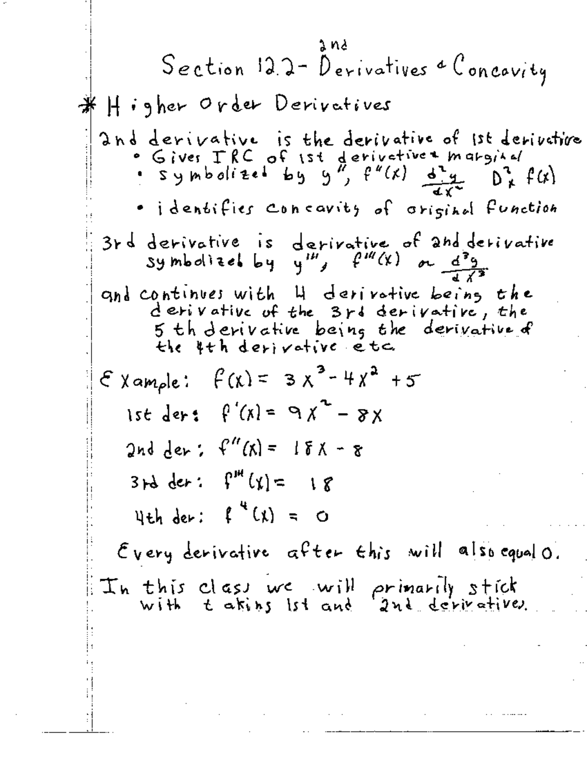 Section 12.2 - 2nd Derivatives & Concavity - MA 1’ Section '1’)&quot ...