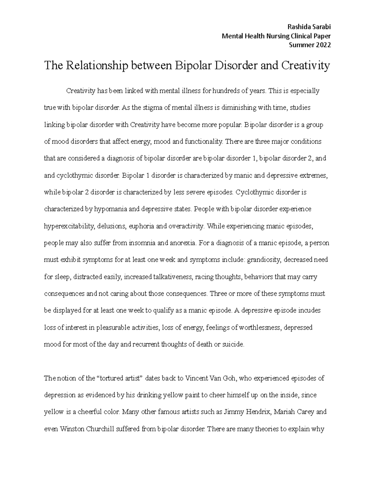 The Relationship between Bipolar Disorder and Creativity - Mental ...