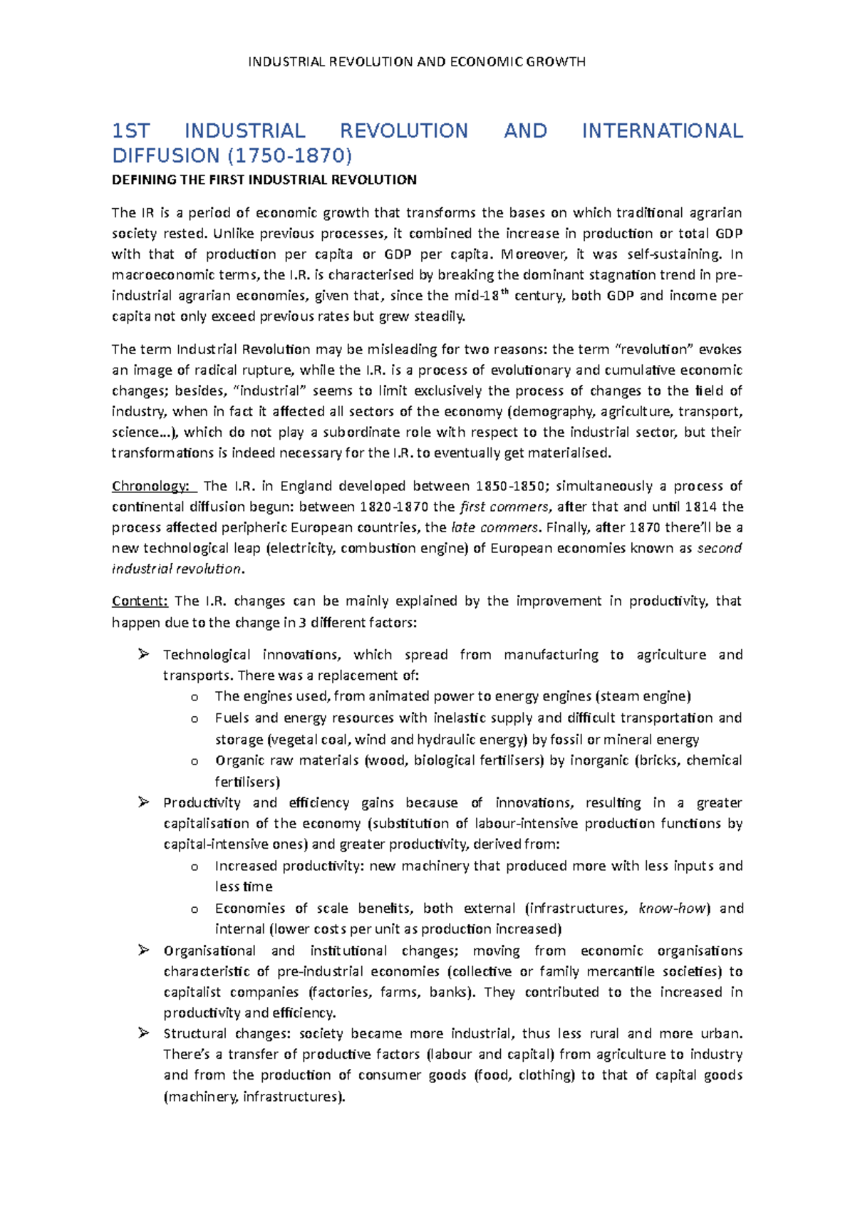 Industrial Revolution and Economic Growth - 1ST INDUSTRIAL REVOLUTION ...