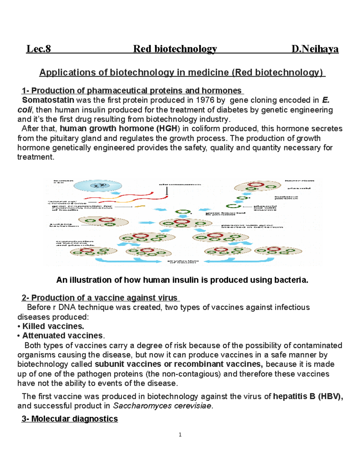 Applications of biotechnology in medicine (Red biotechnology) - coli ...