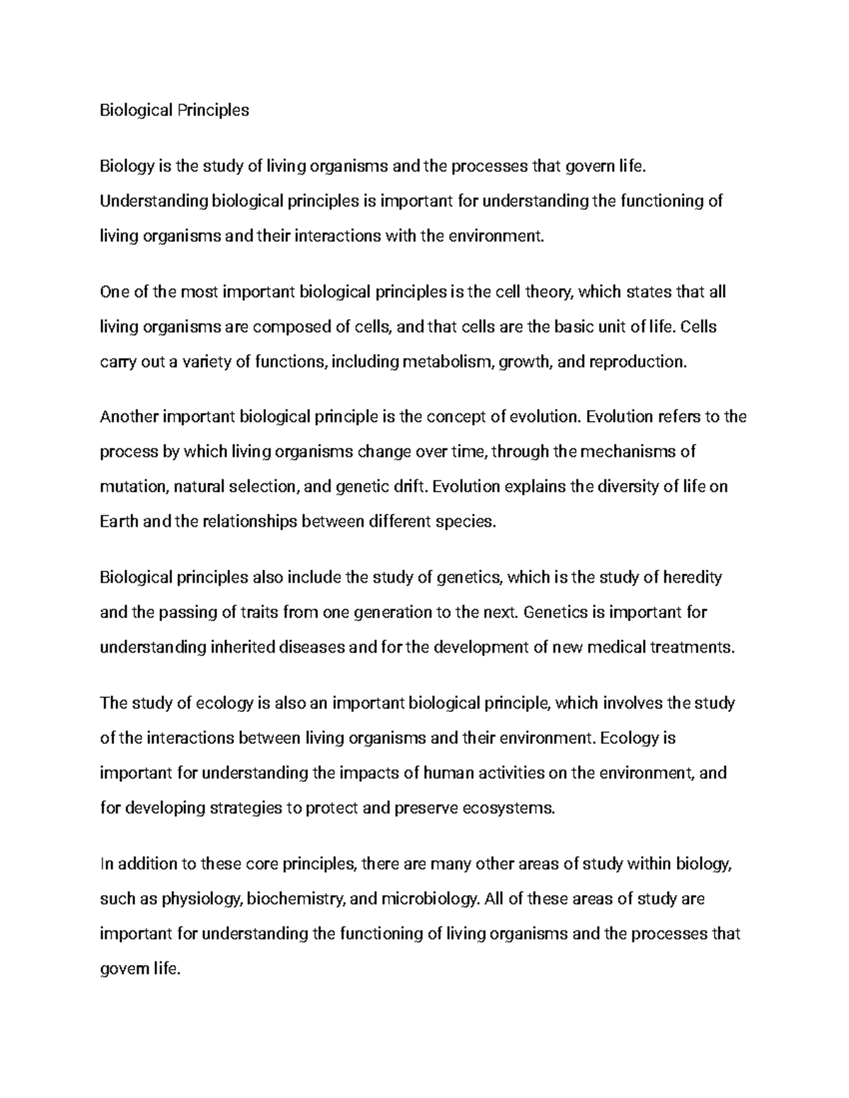 Biological Principles - Biological Principles Biology is the study of ...