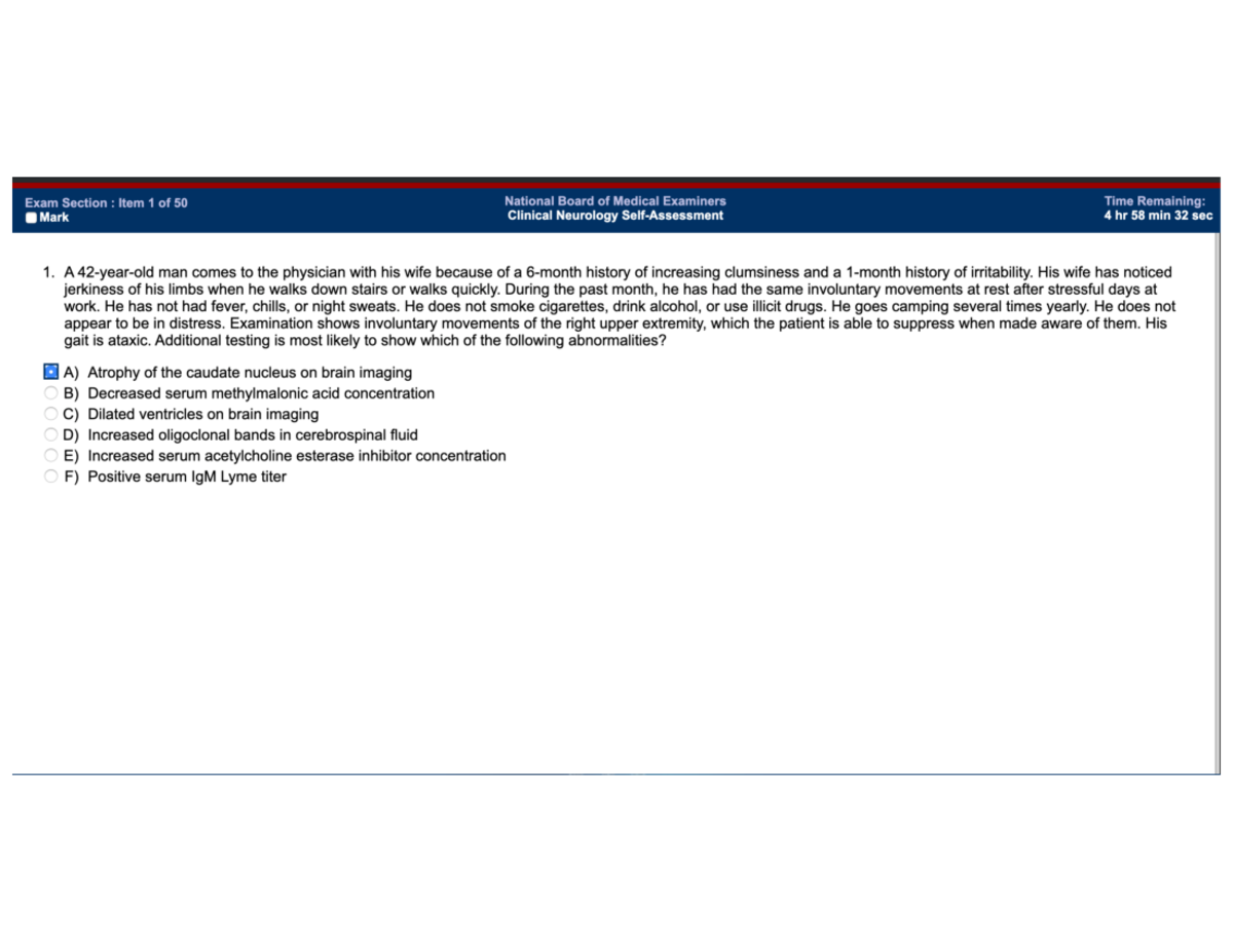 Neuro NBME Answered Form 6 - Neuroanatomy - Studocu