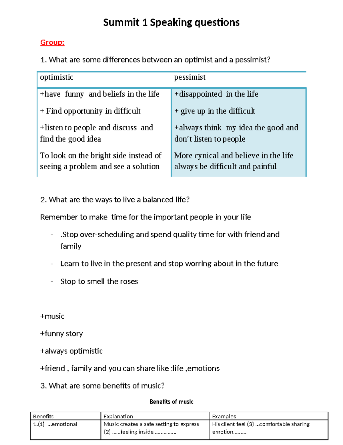 FPT UNIVERSITY ENGLISH YOU CAN READ IT - Summit 1 Speaking questions ...