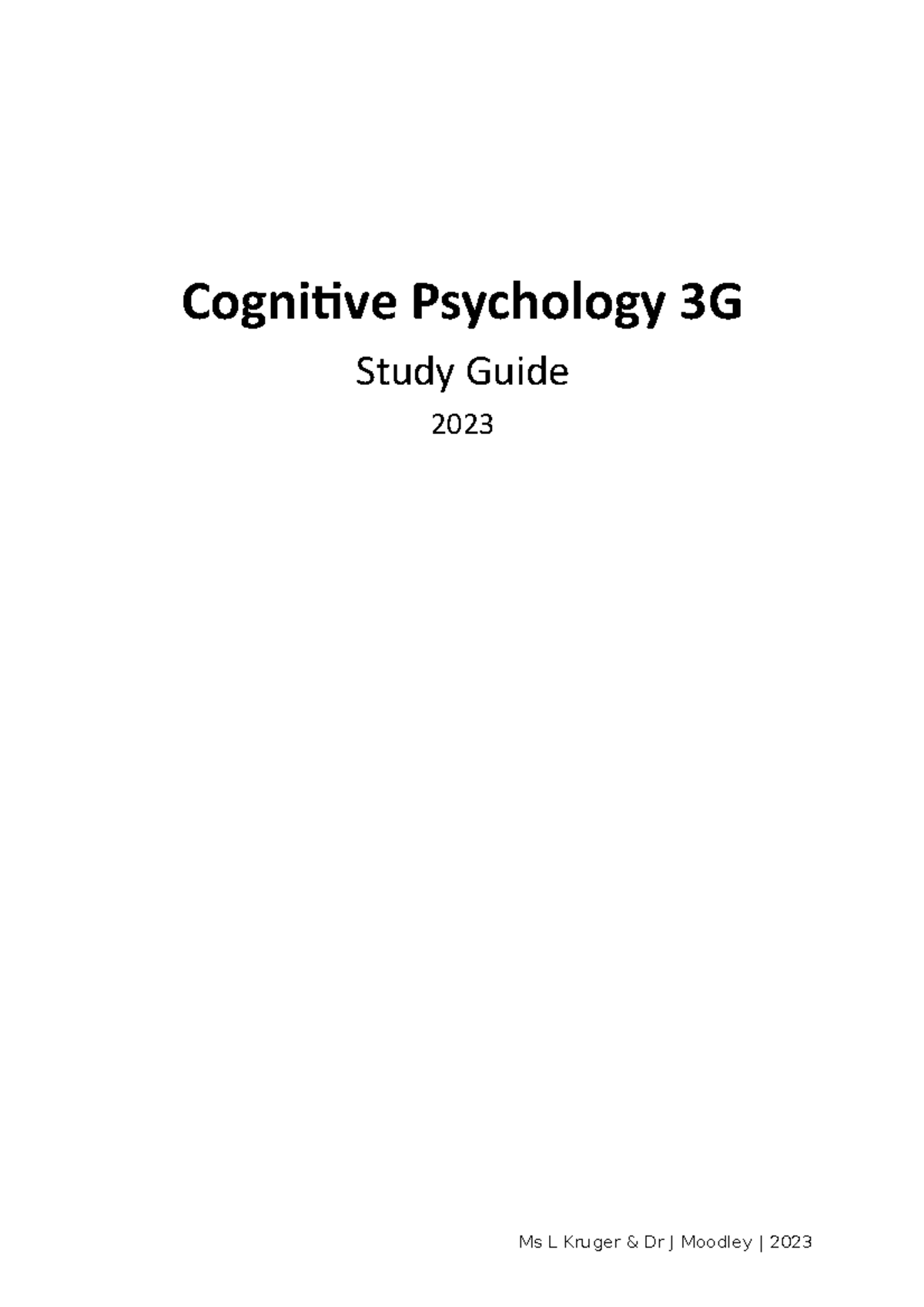 2023 Study Guide PSY3G - Cognitive Psychology 3G Study Guide 2023 Ms L ...