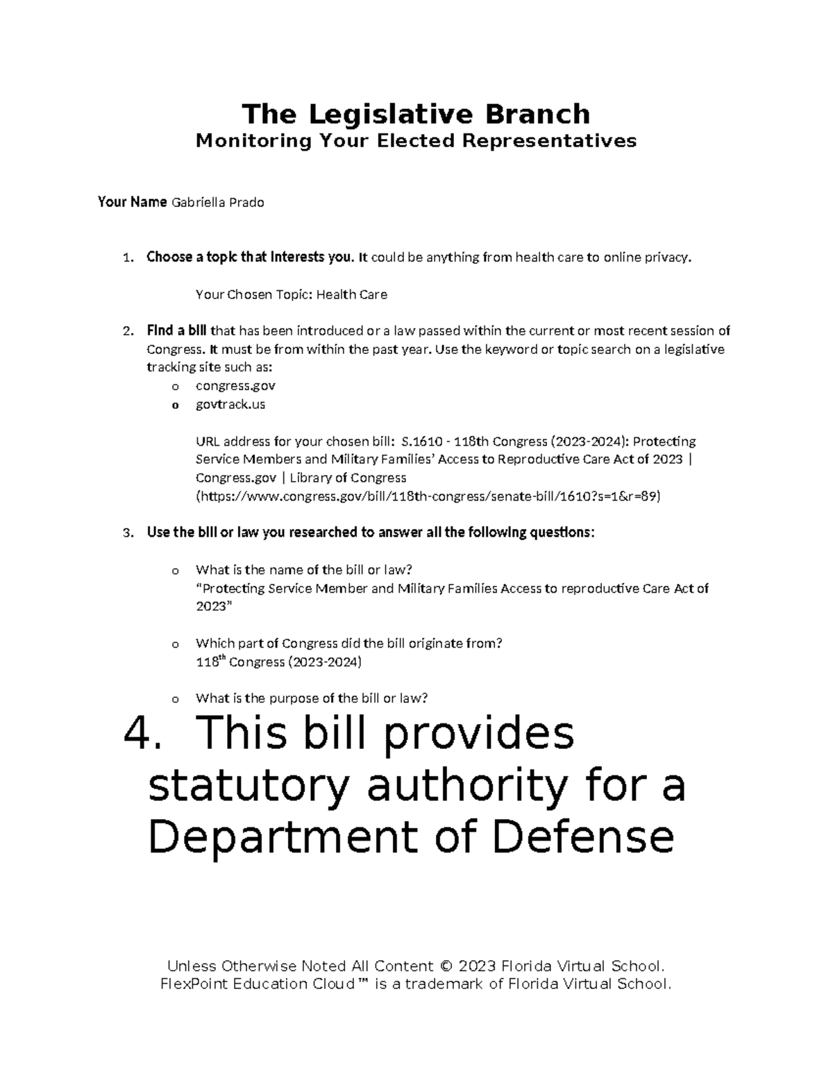 The legislative branch assignment template - The Legislative Branch ...