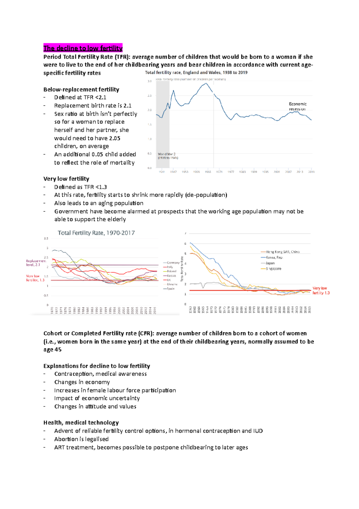 10. The decline to low fertility - The decline to low fertility Period ...