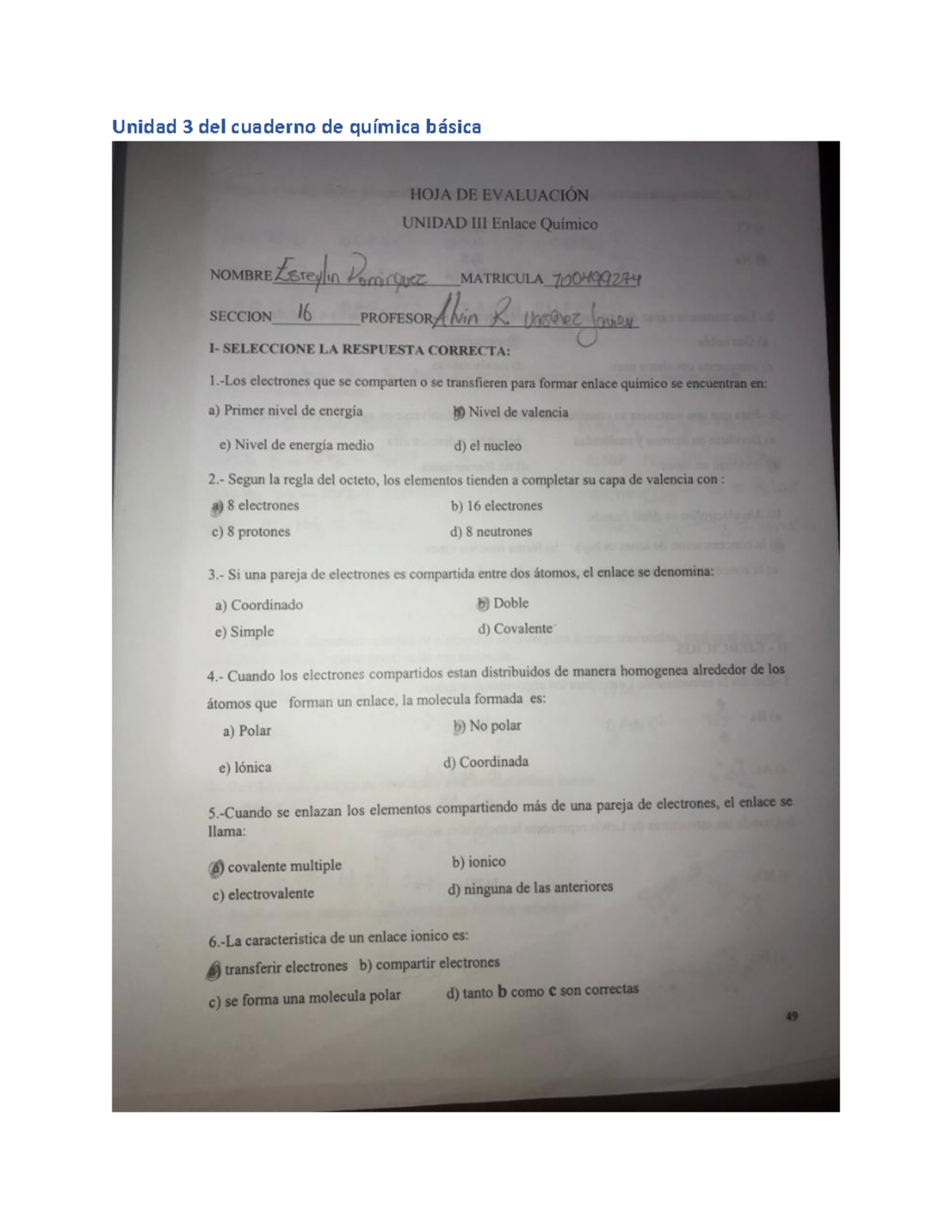 Unidad 3 del cuaderno de química básica n - Química Básica - Studocu