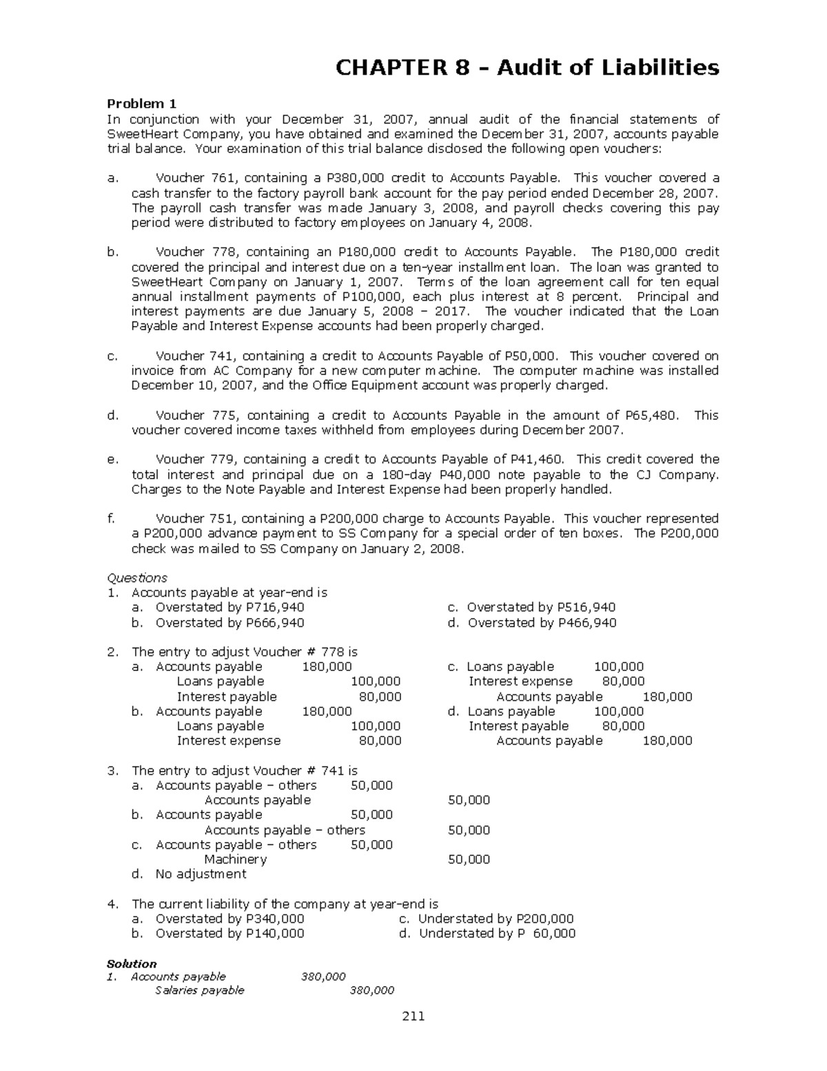 (Accounting )Auditing of Liabilities - CHAPTER 8 – Audit of Liabilities ...