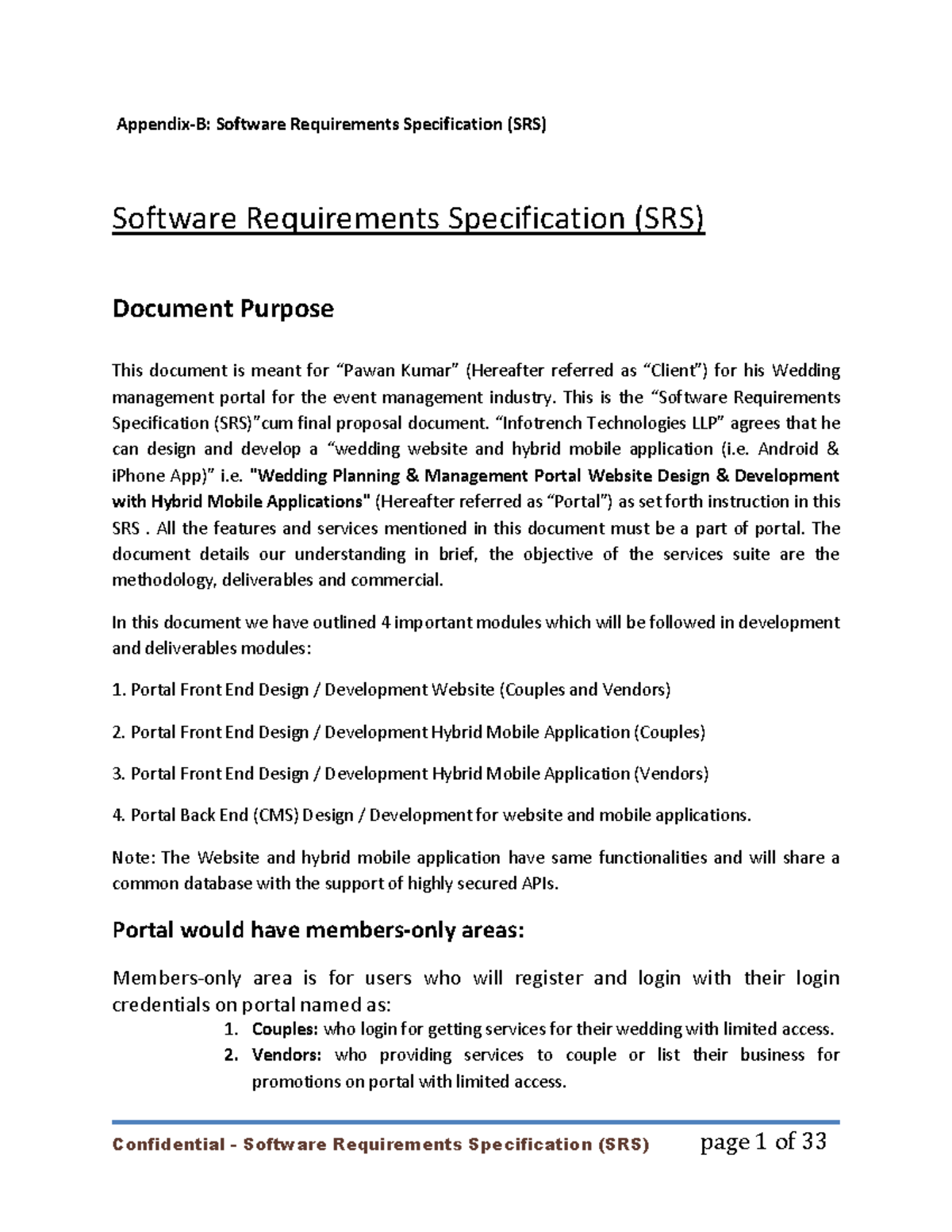 Wedding Project - Appendix-B: Software Requirements Specification (SRS ...