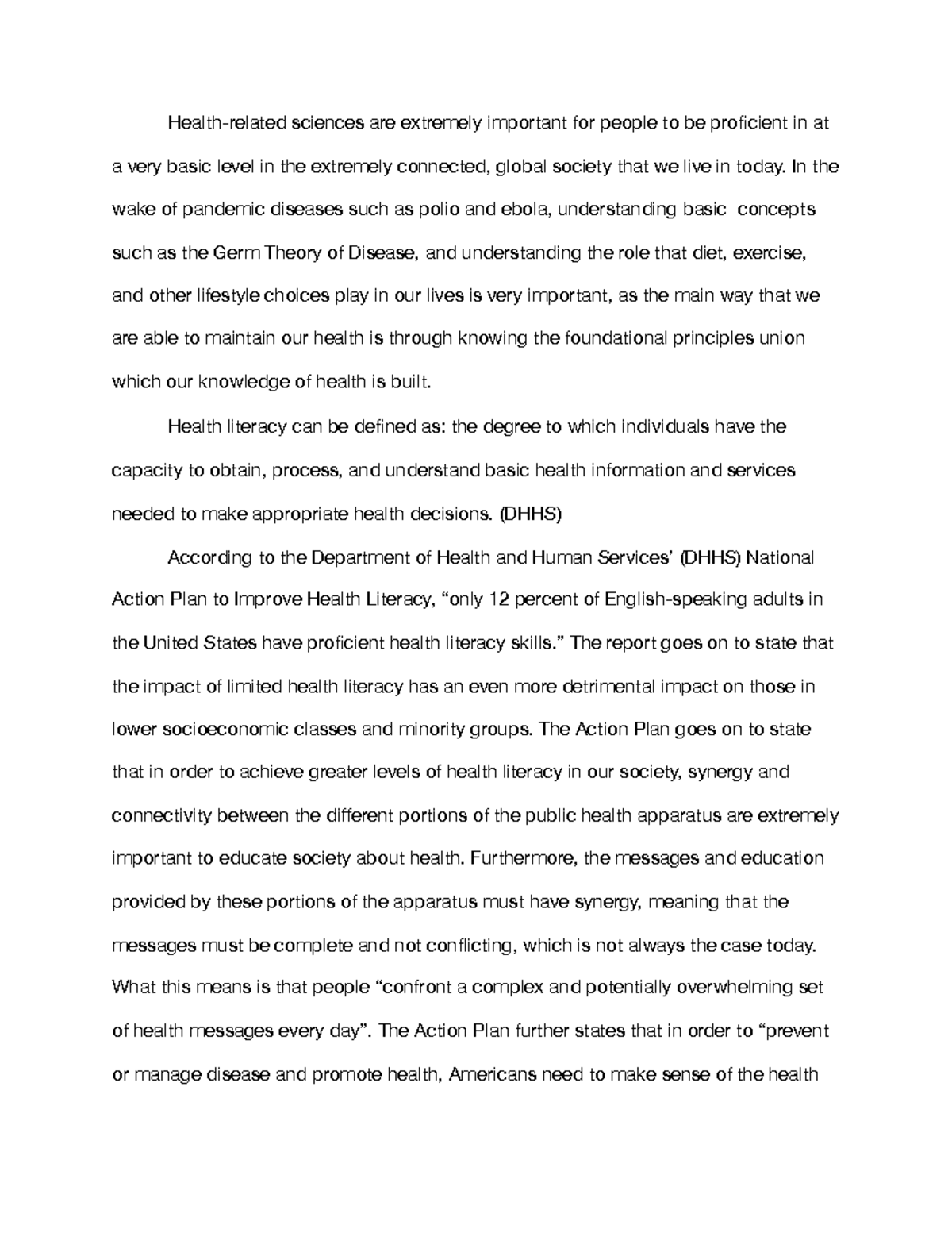 Mens Health Essay 1 - Grade: A - Health-related sciences are extremely ...