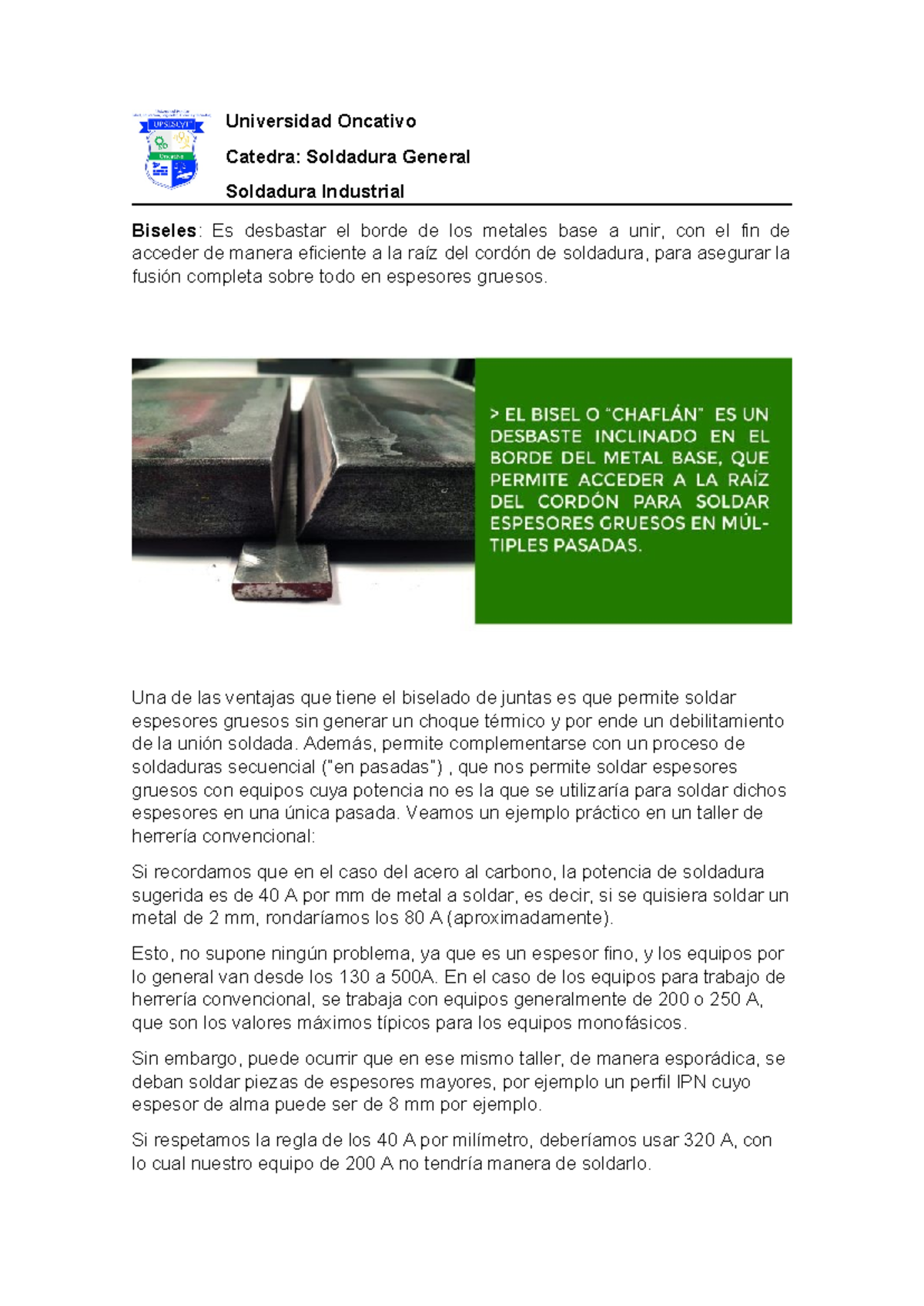 Universidad Oncativo biseles - Universidad Oncativo Catedra: Soldadura ...