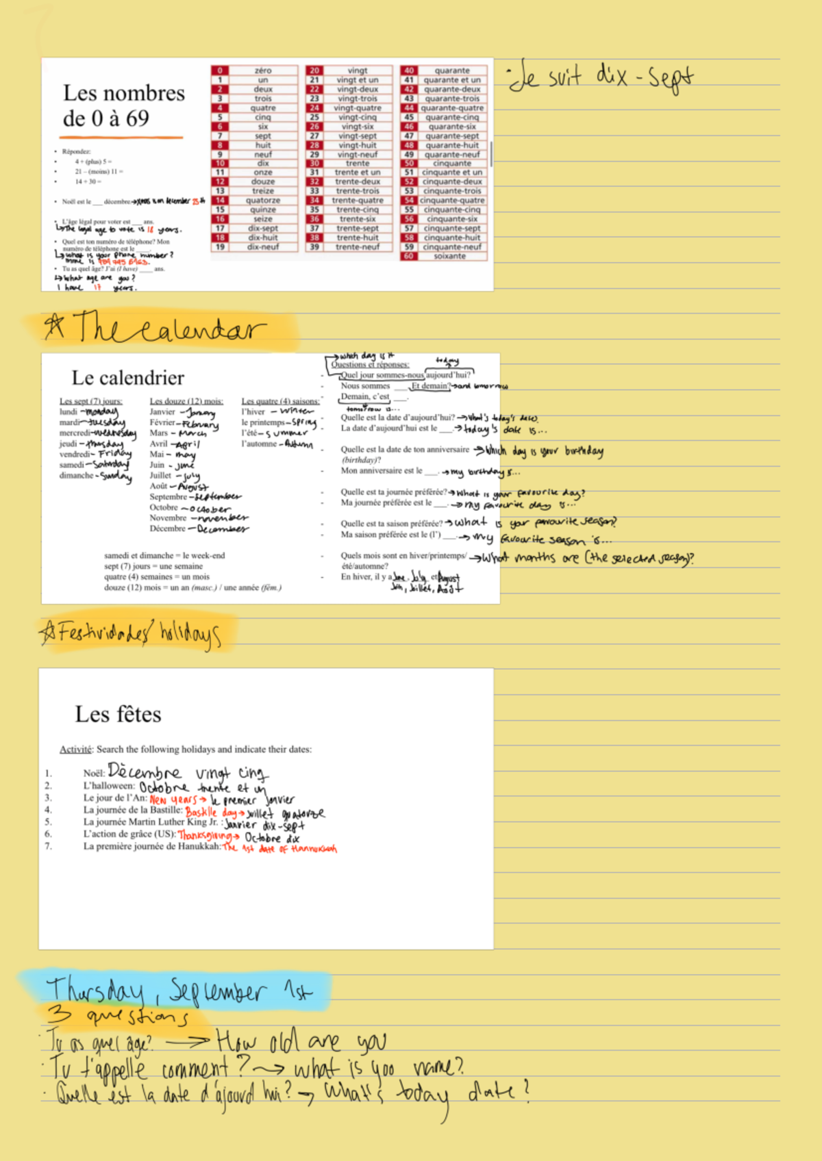 French G6H - 0 zéro 20 vingt 40 quarante 1 un 21 vingt et un 41 ...