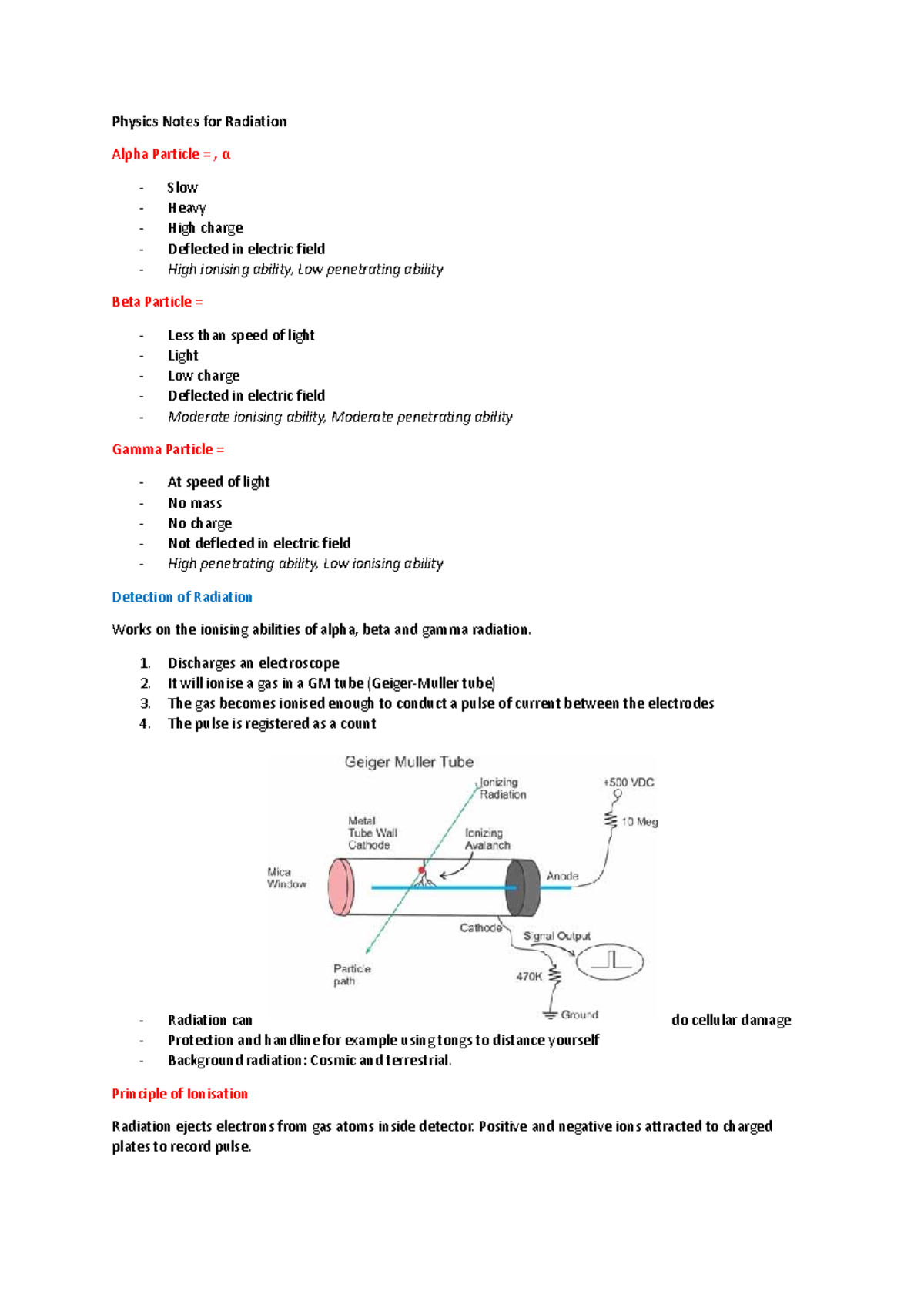 Physics Notes for Radiation - Physics Notes for Radiation Alpha ...